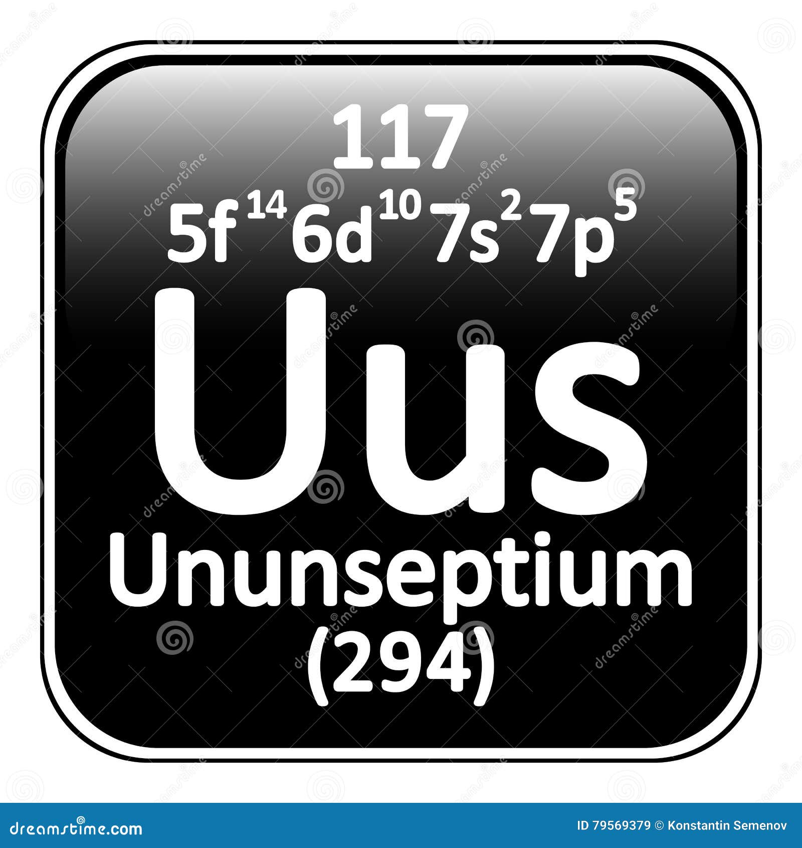 Ununseptium Symbol. Sign Ununseptium With Atomic Number And Atomic ...