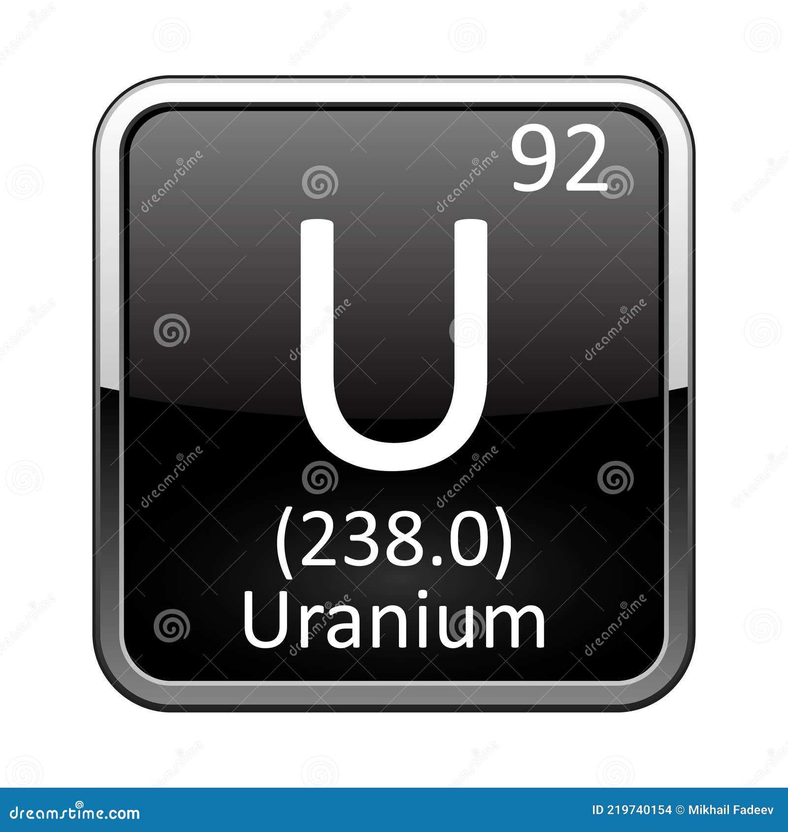Uranium Vector Periodic Table Element. Uranium Atom Chemical Science ...