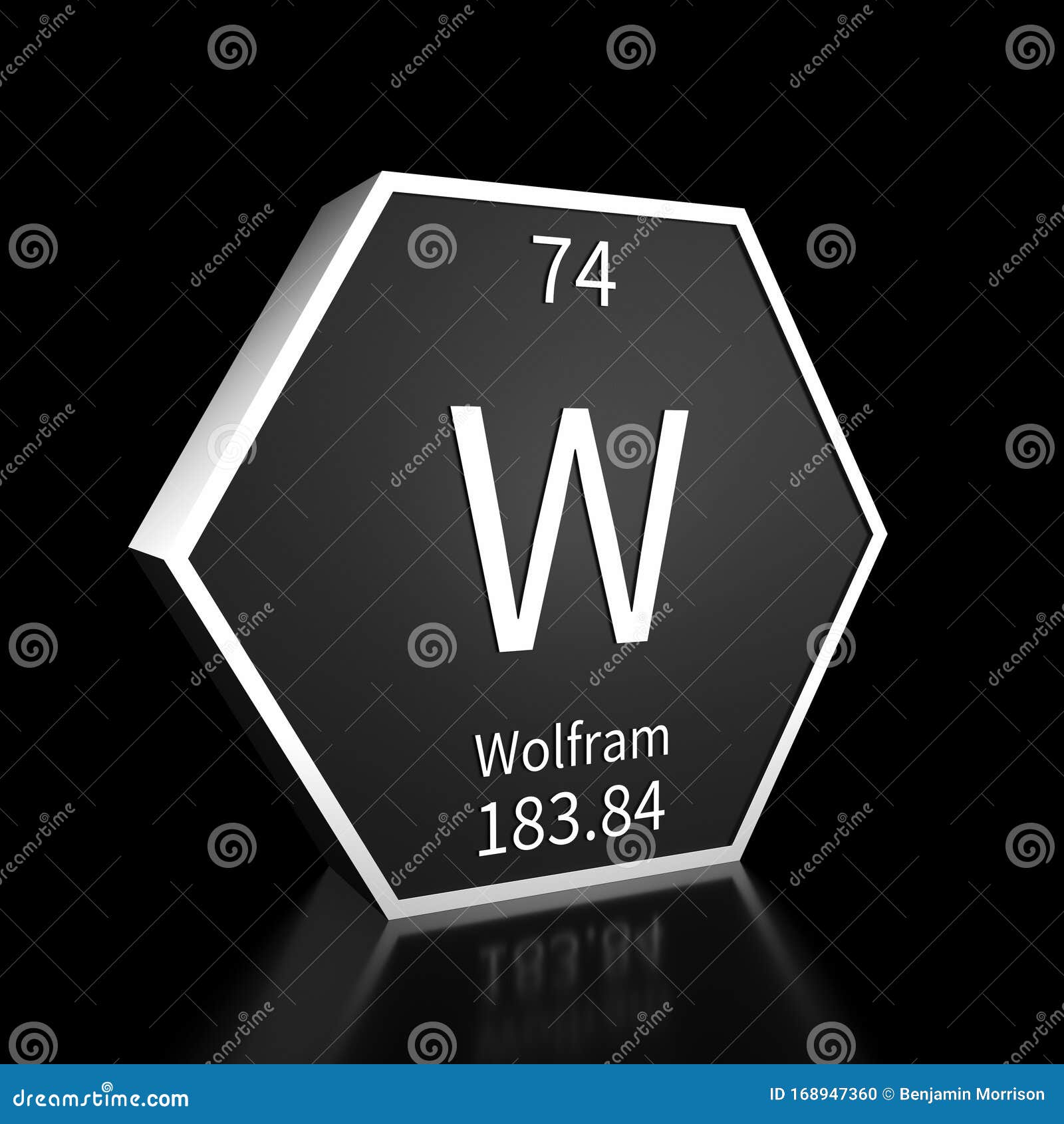 Periodic Table Element Wolfram Rendered Metal on Black on Black 库存例证 ...