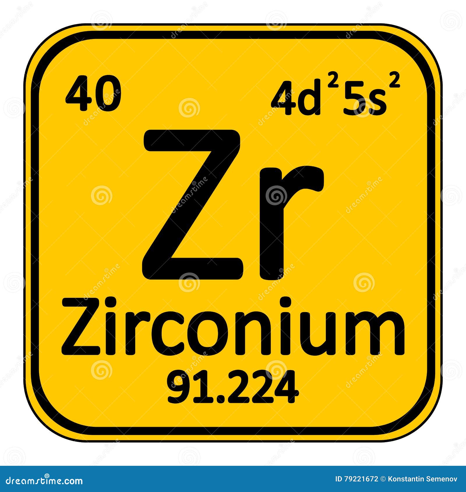 Periodic Table Element Zirconium Icon. Stock Illustration ...