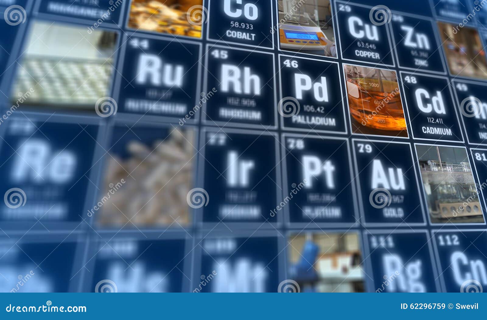 Periodic Table of Elements and Laboratory Tools. Science Concept. Stock ...
