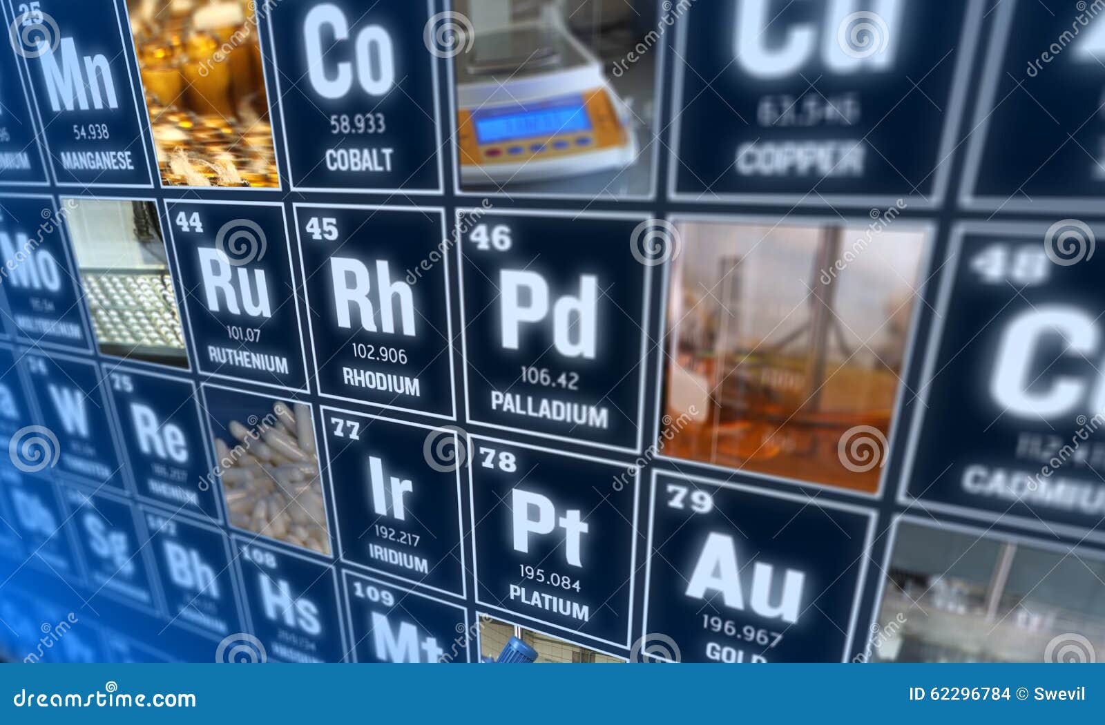 Periodic Table of Elements and Laboratory Tools. Science Concept. Stock ...