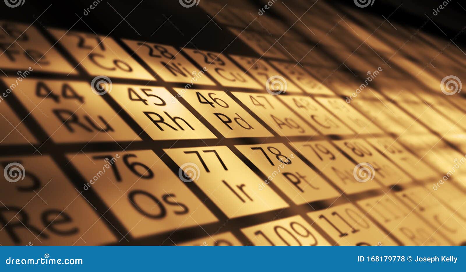 The Periodic Table of Elements Passing by the Camera in Cinematic ...