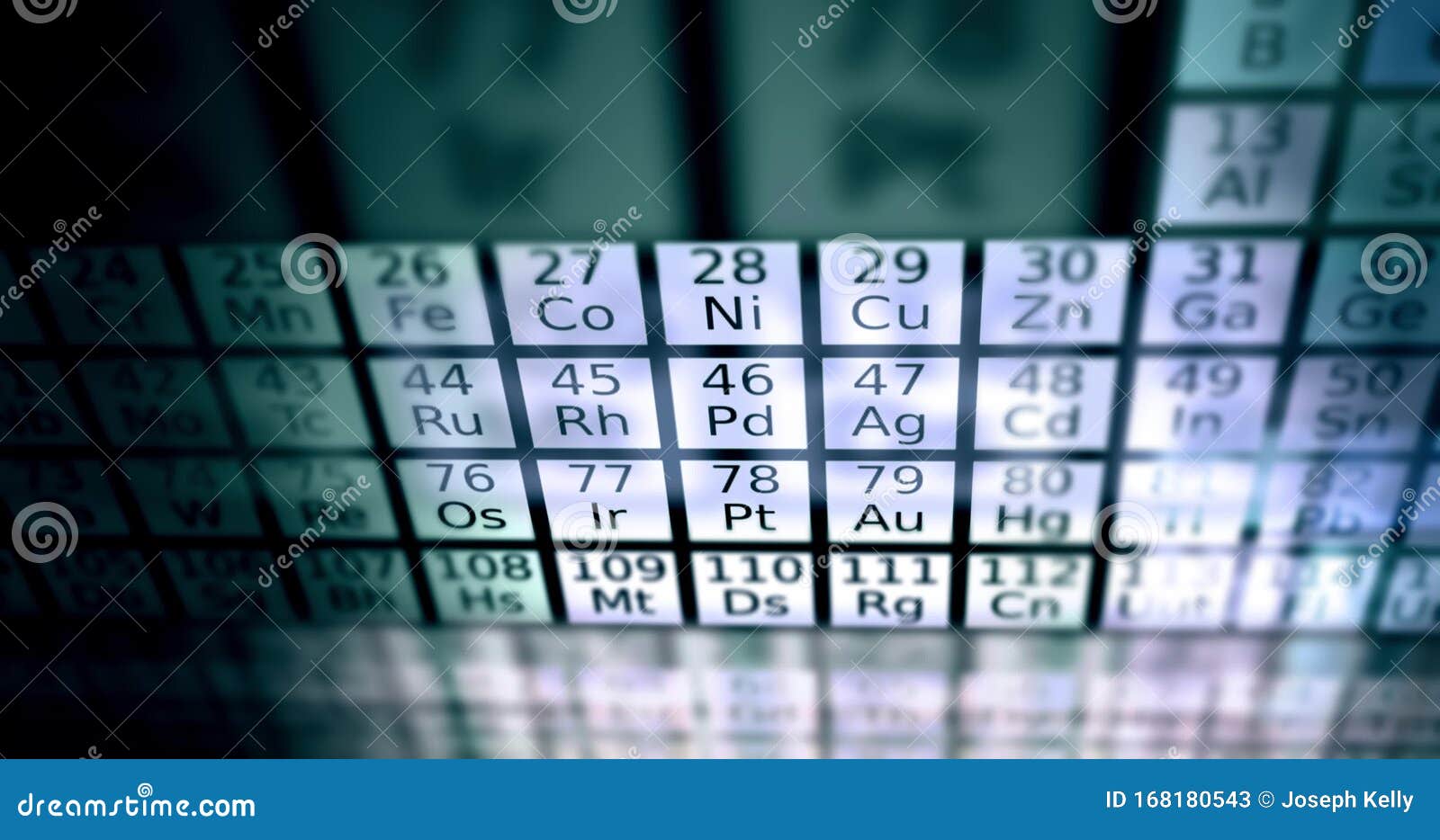 The Periodic Table of Elements Passing by the Camera in Cinematic ...