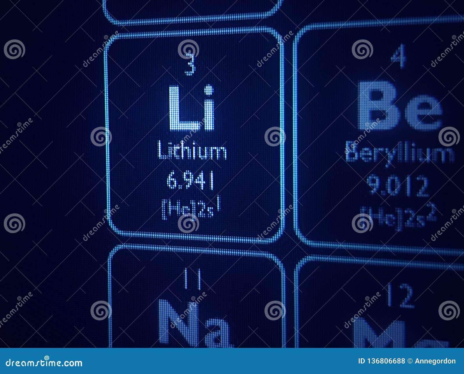 Periodic Table, Lithium Element on Display Stock Photo - Image of color ...
