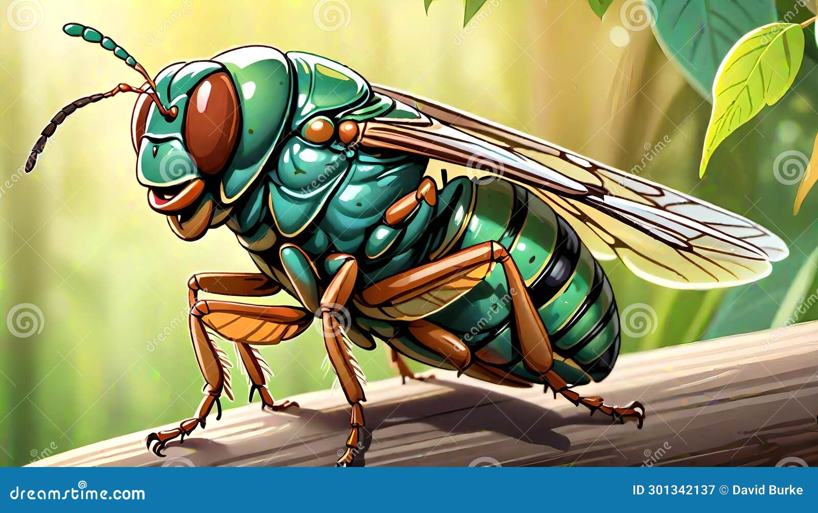 Periodical Cicada True Bug Emits Clicking Sound Stock Illustration ...