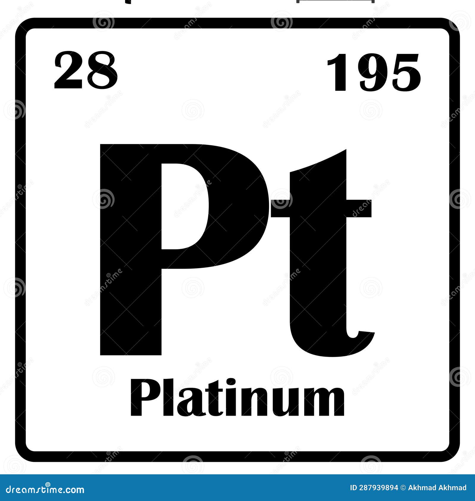 Platinum Element, On Periodic Table, Precious Metal With Symbol Pt ...