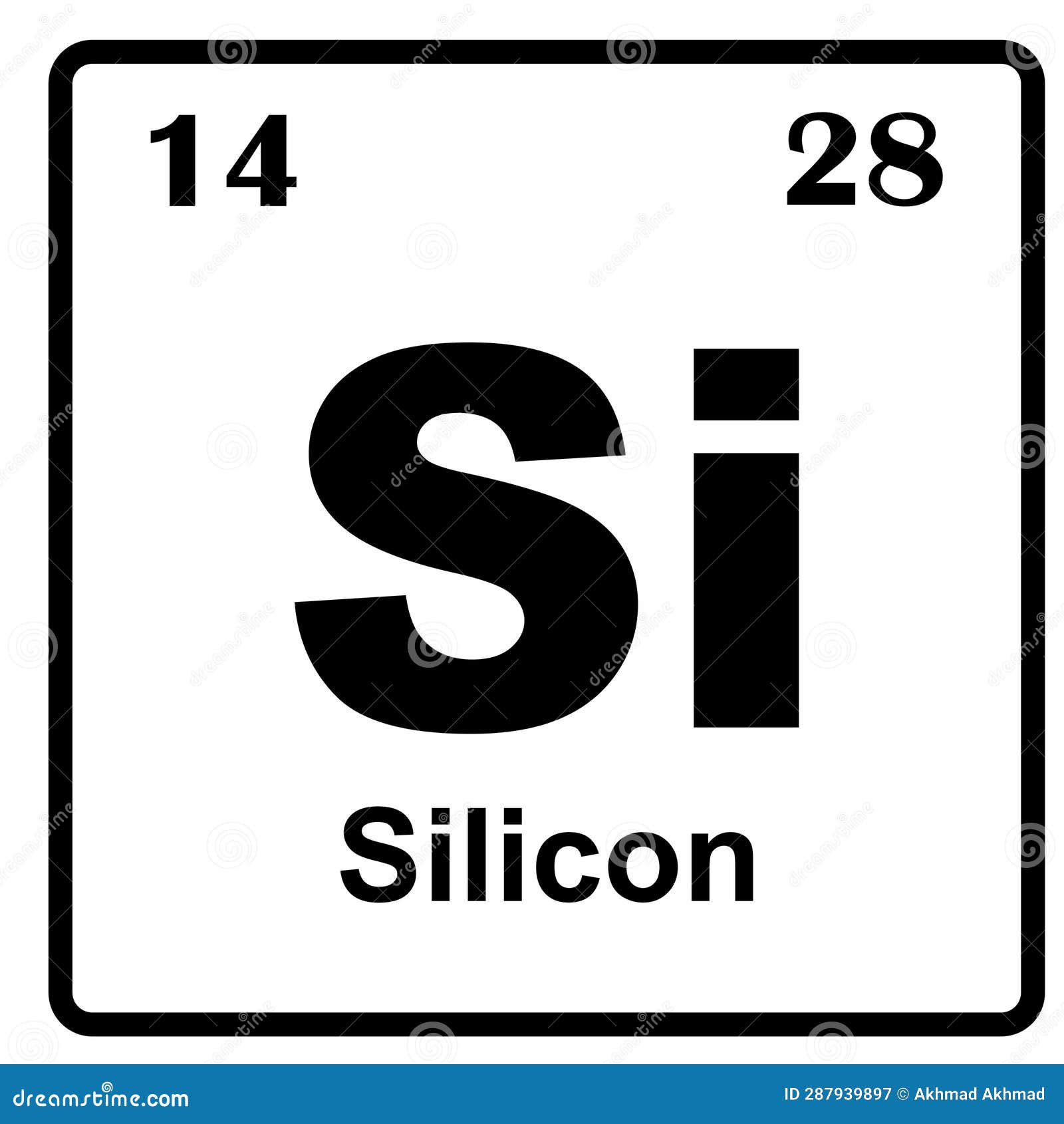 Silicon As Element 14 Of The Periodic Table 3D Illustration On Gold ...