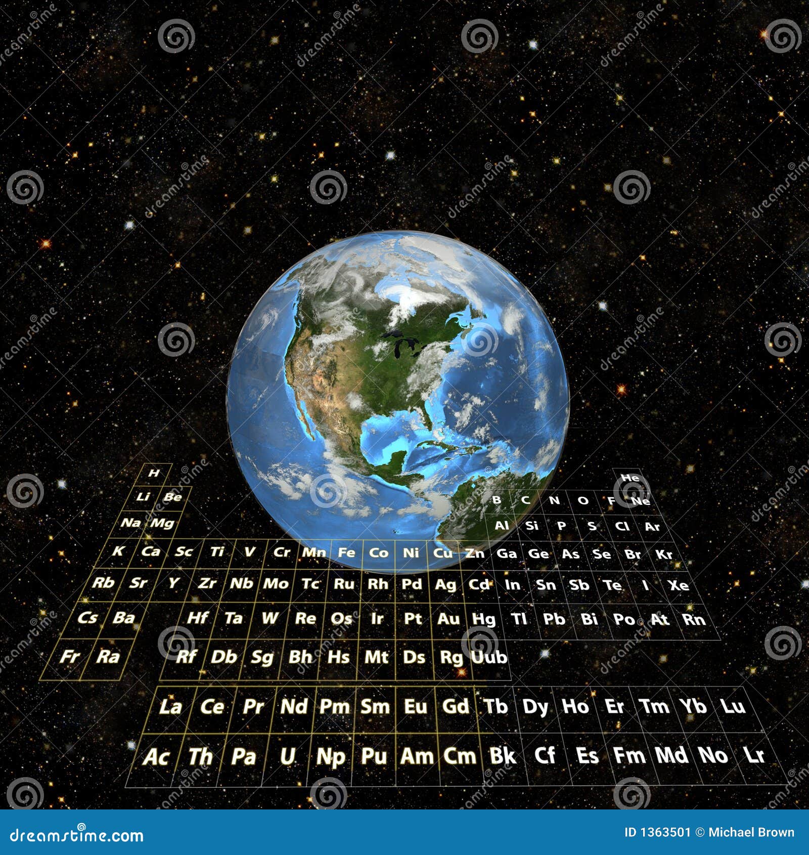 PeriodicTable - Earth in Space-Western Hemisphere Stock Illustration ...