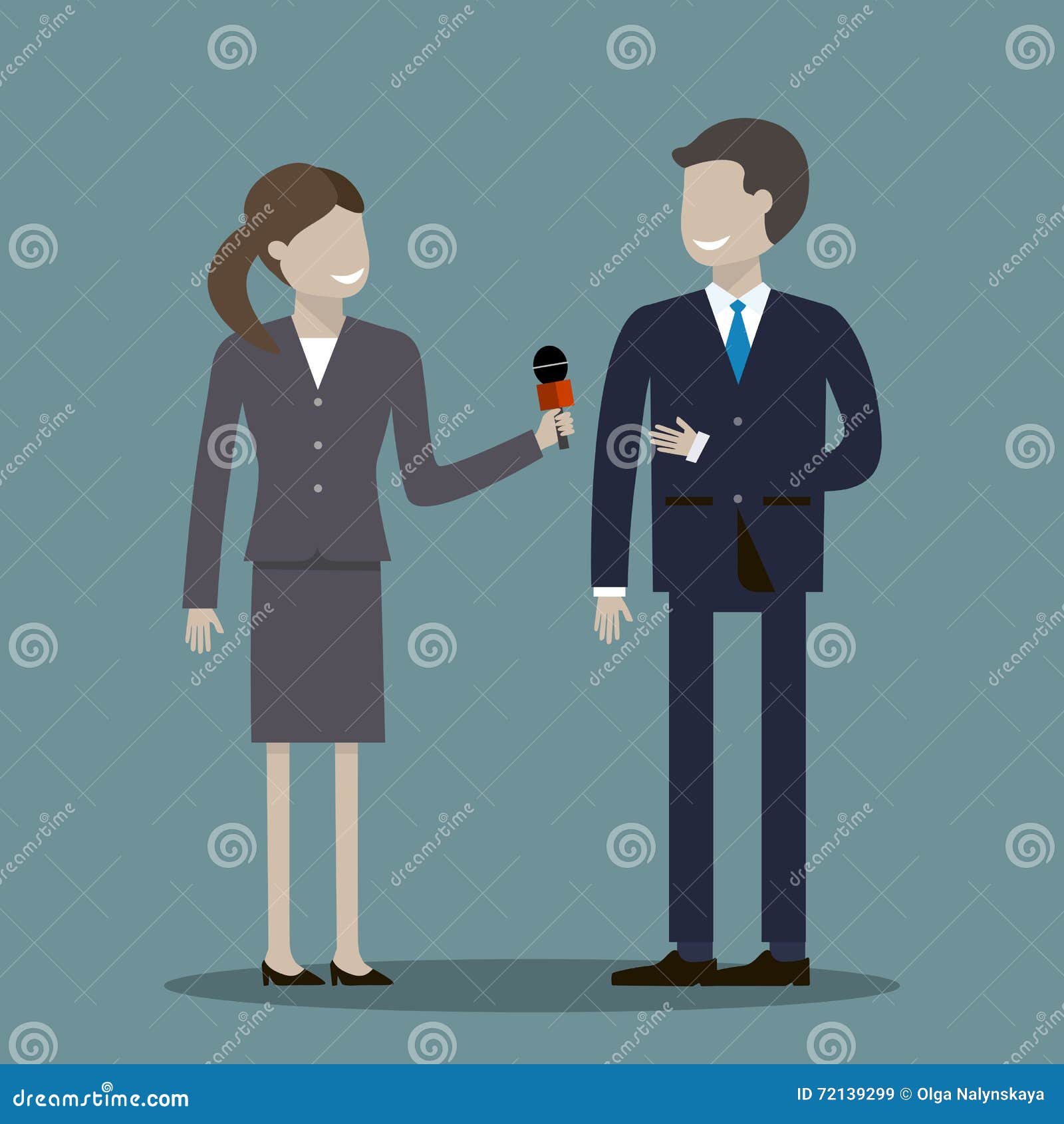 Periodista De Sexo Femenino Interviewing Businessman Ilustración Del