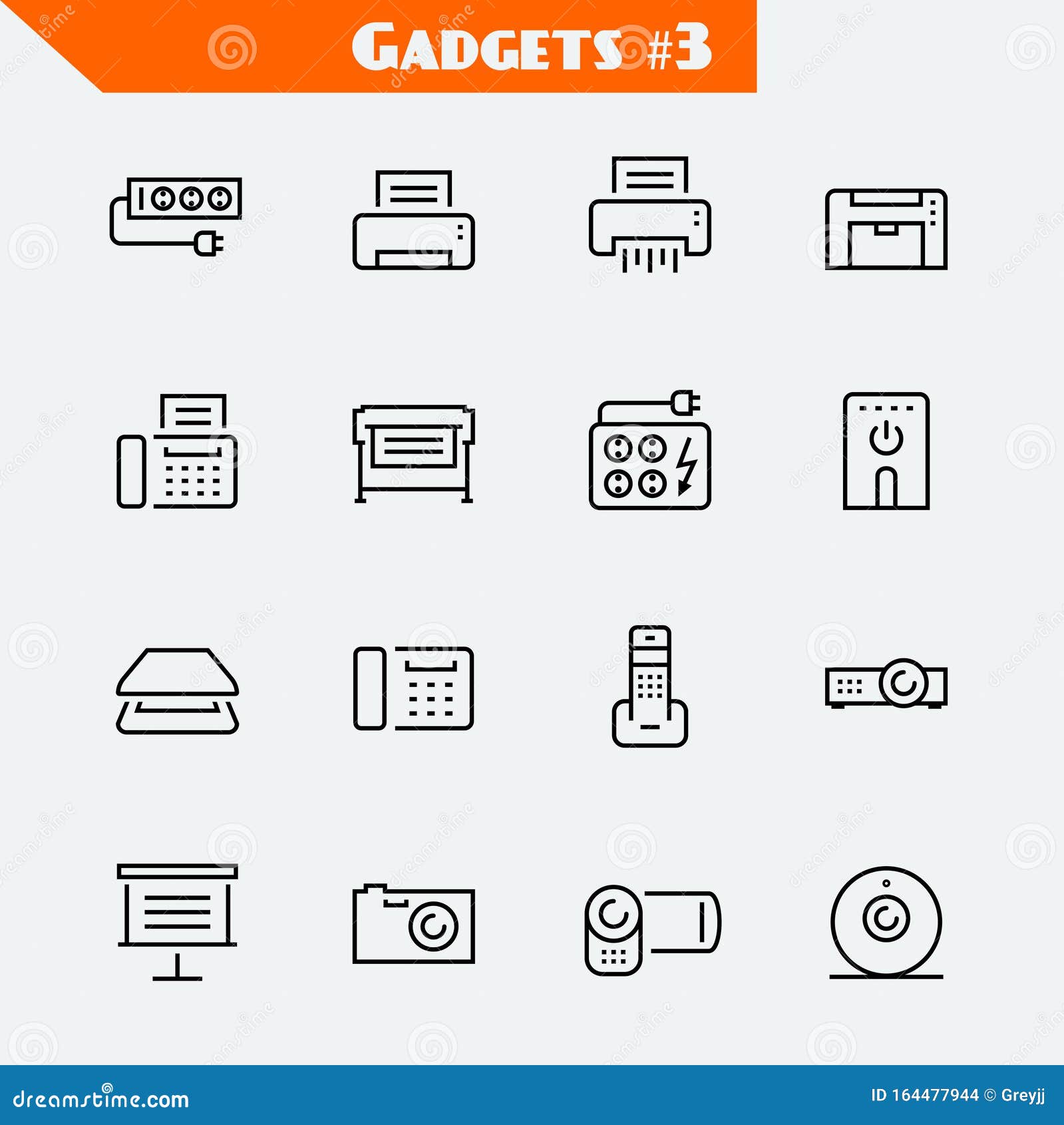 Peripheral Devices and Gadgets Icon Set Stock Vector - Illustration of ...