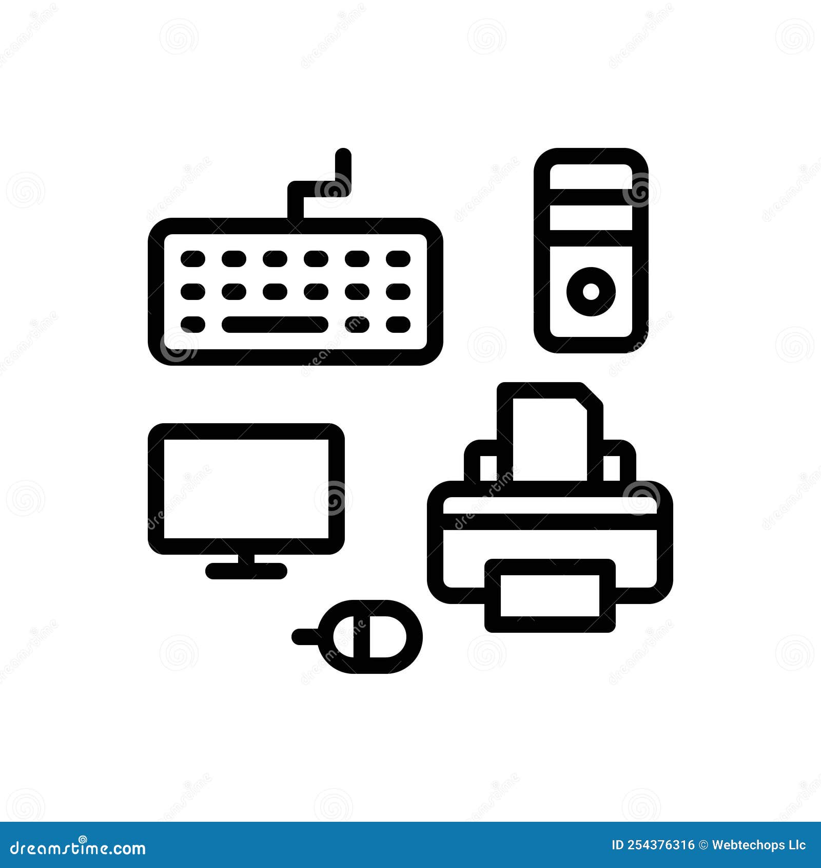 Black Line Icon for Peripheral, Acentric and Monitor Stock Illustration ...