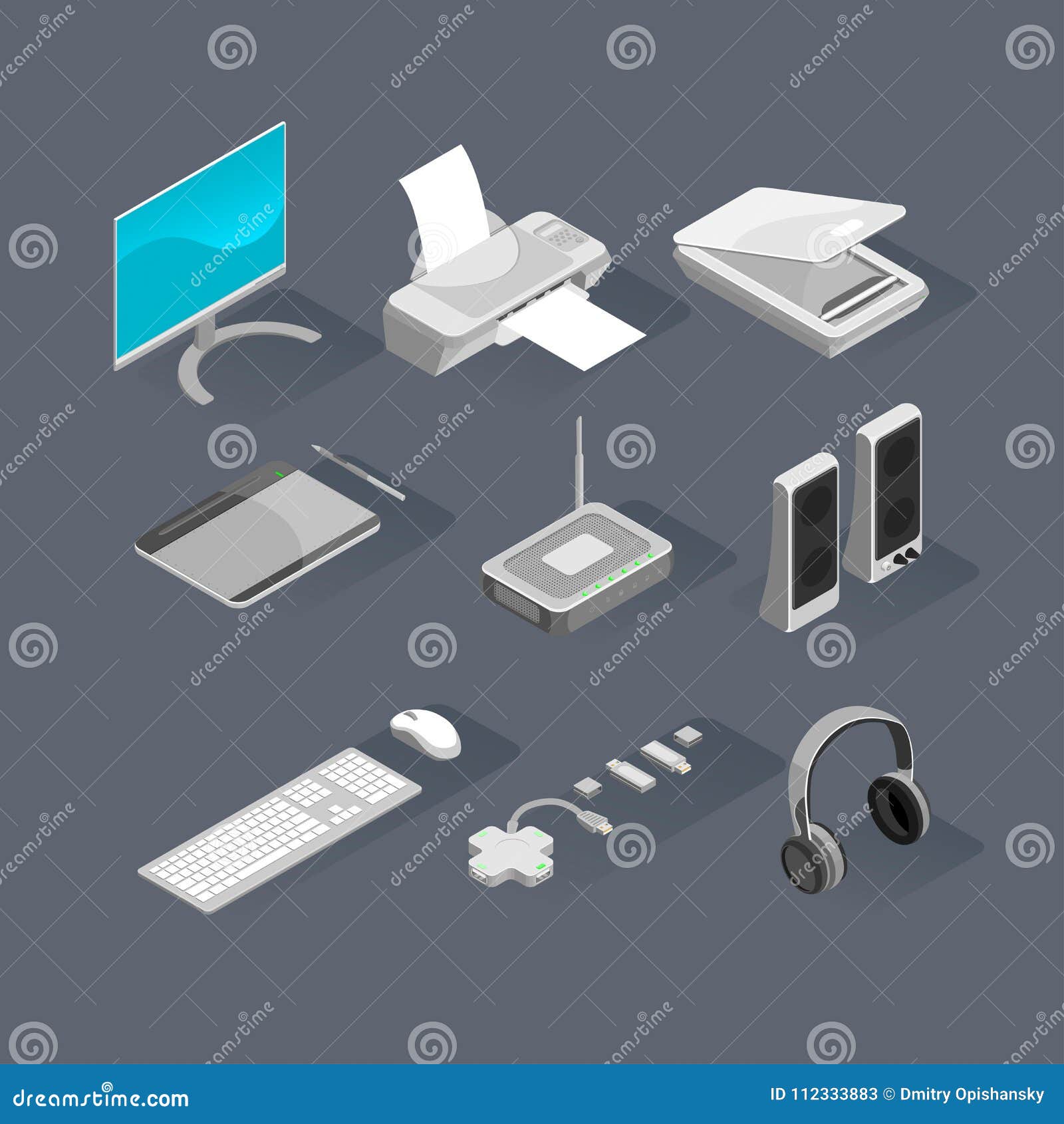 Peripherals for Personal Computer Stock Vector - Illustration of mobile ...