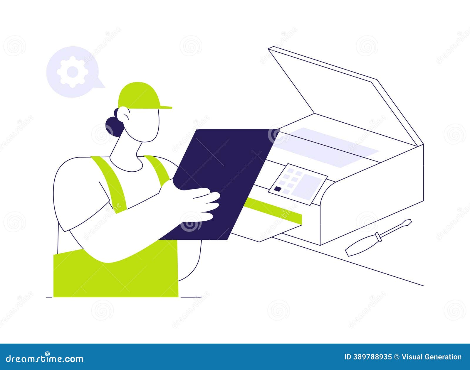 Sysadmin Repairing Hardware Vector Outline Illustration, System Administrator Computer Engineer ...