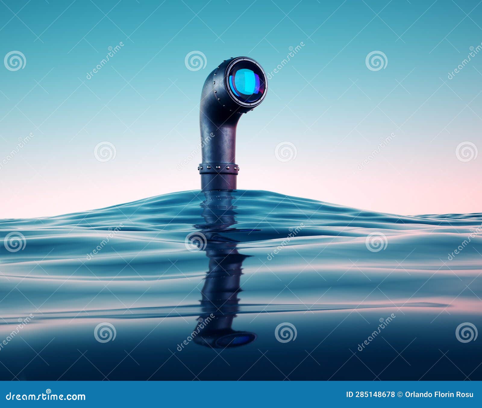 Looking In Periscope Or Binoculars At Target On Black Background. Sight ...