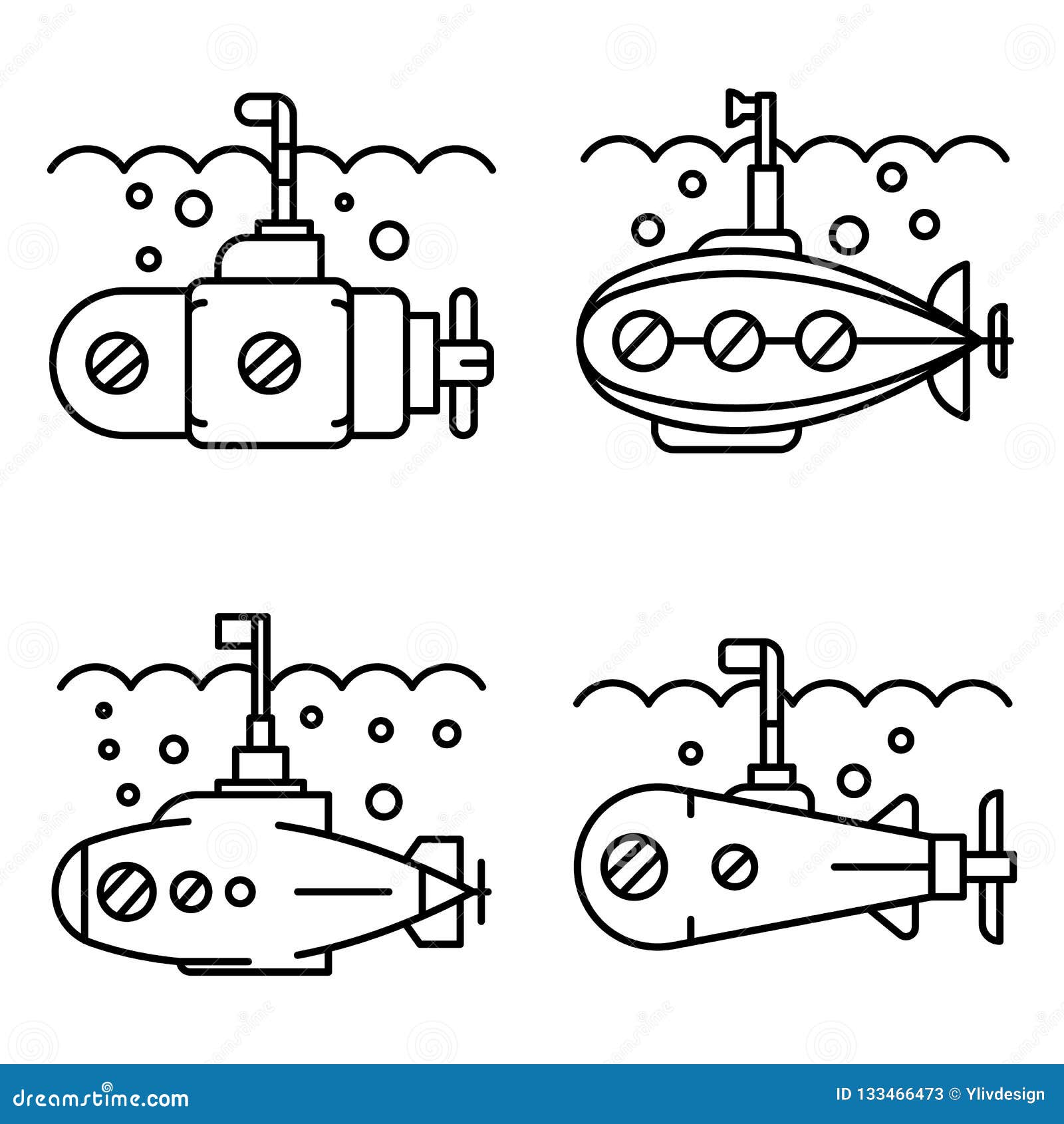 Periscope Icon Set, Outline Style Stock Vector - Illustration of design ...
