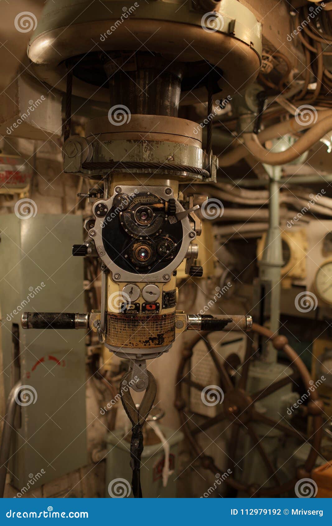 Periscope inside submarine stock photo. Image of deep - 112979192