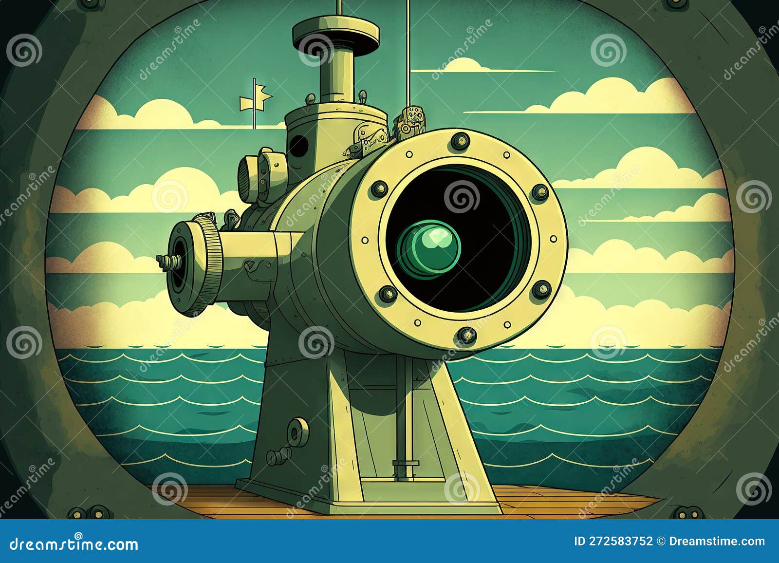Periscope On An Old Submarine Retro Background Stock Photography ...