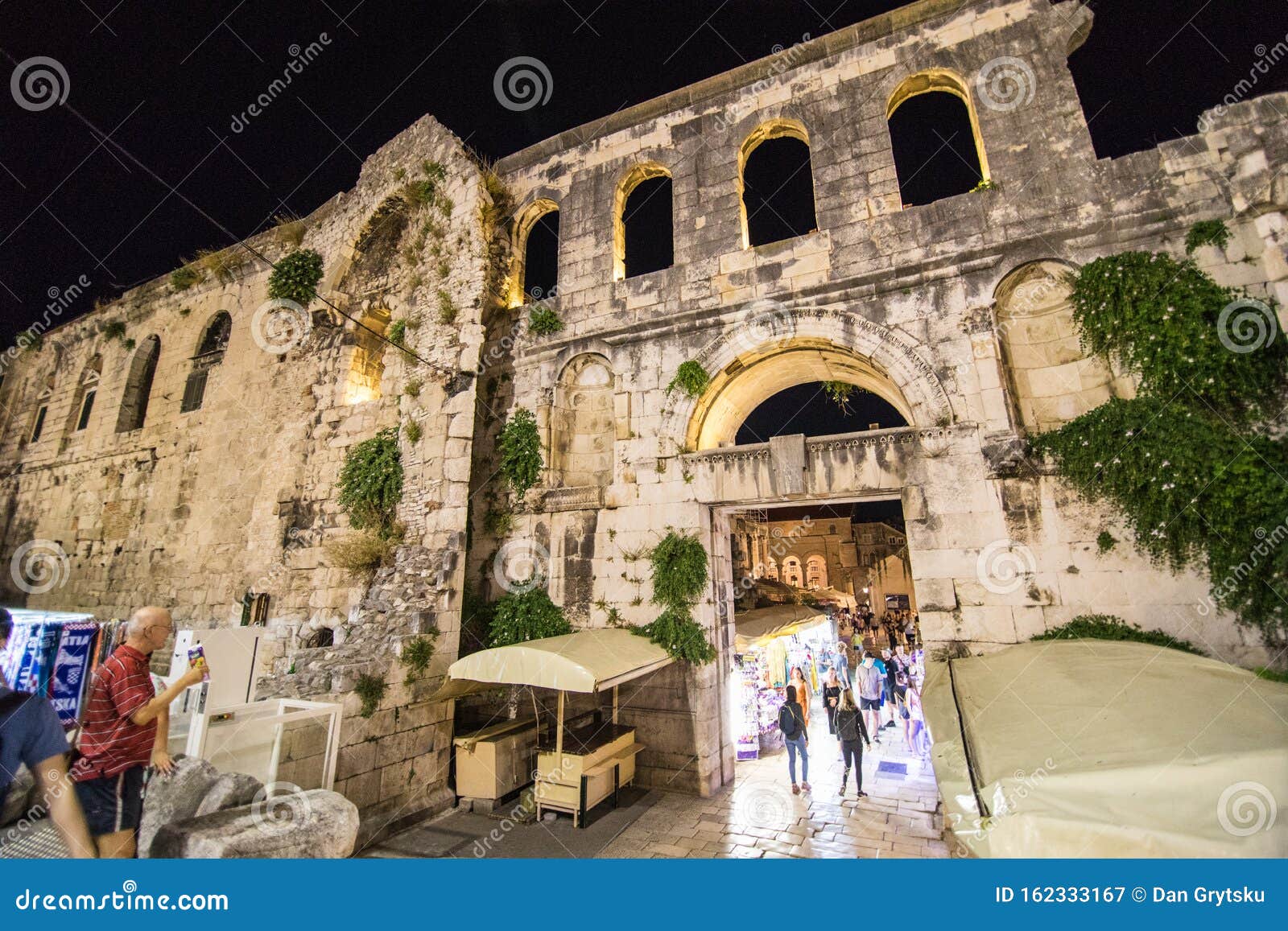 Split, Croatia - July, 2019: Peristyle and Diocletian Palace in Split ...