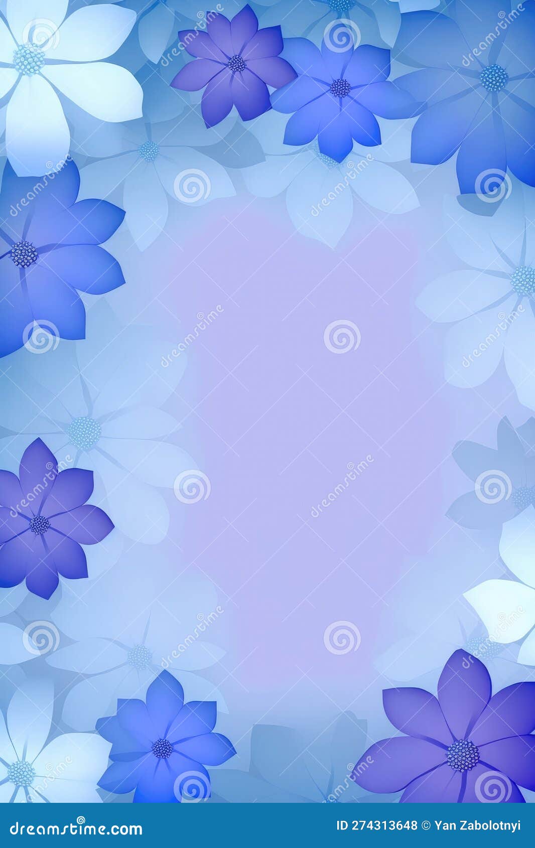 Periwinkle Blue Background Silhouettes Flowers Vertical Mobile Postcard ...