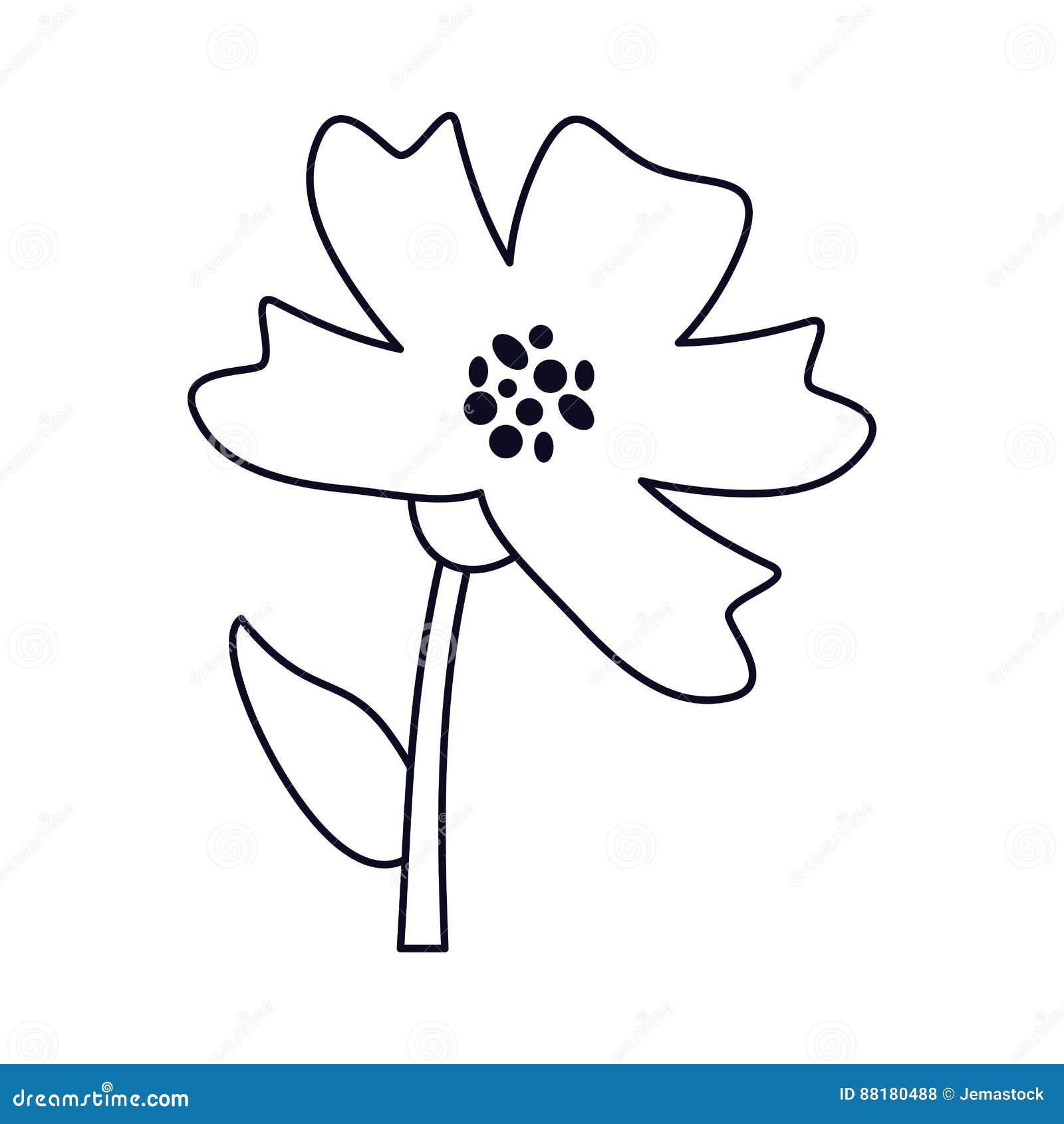 Periwinkle Flower Decoration Line Stock Illustration - Illustration of ...