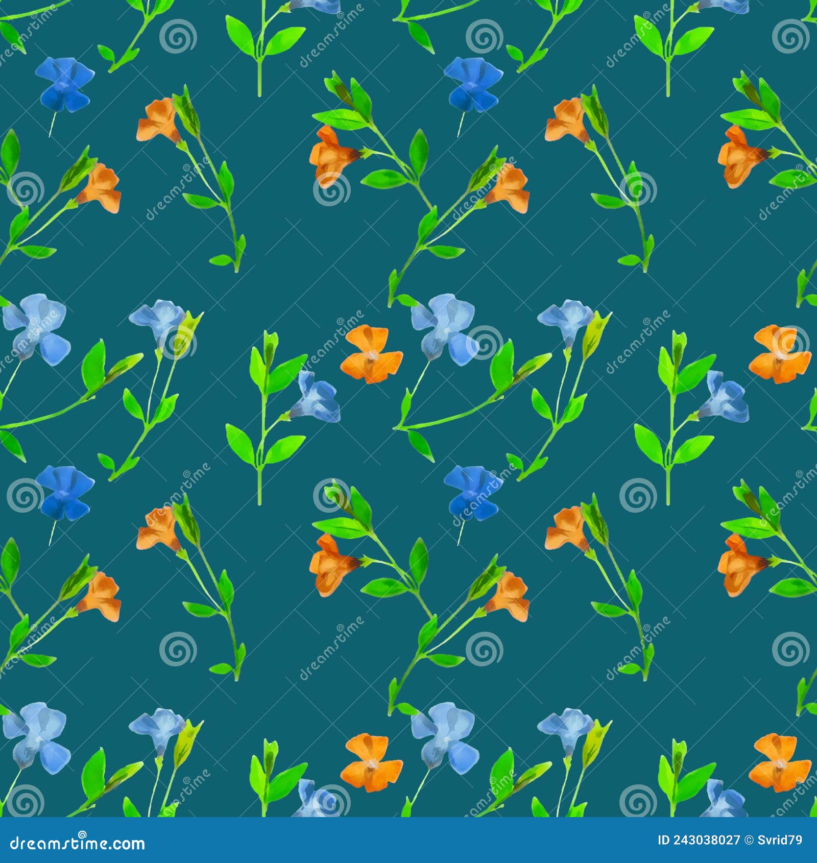 Periwinkle. Illustration, Texture of Flowers. Seamless Pattern for ...