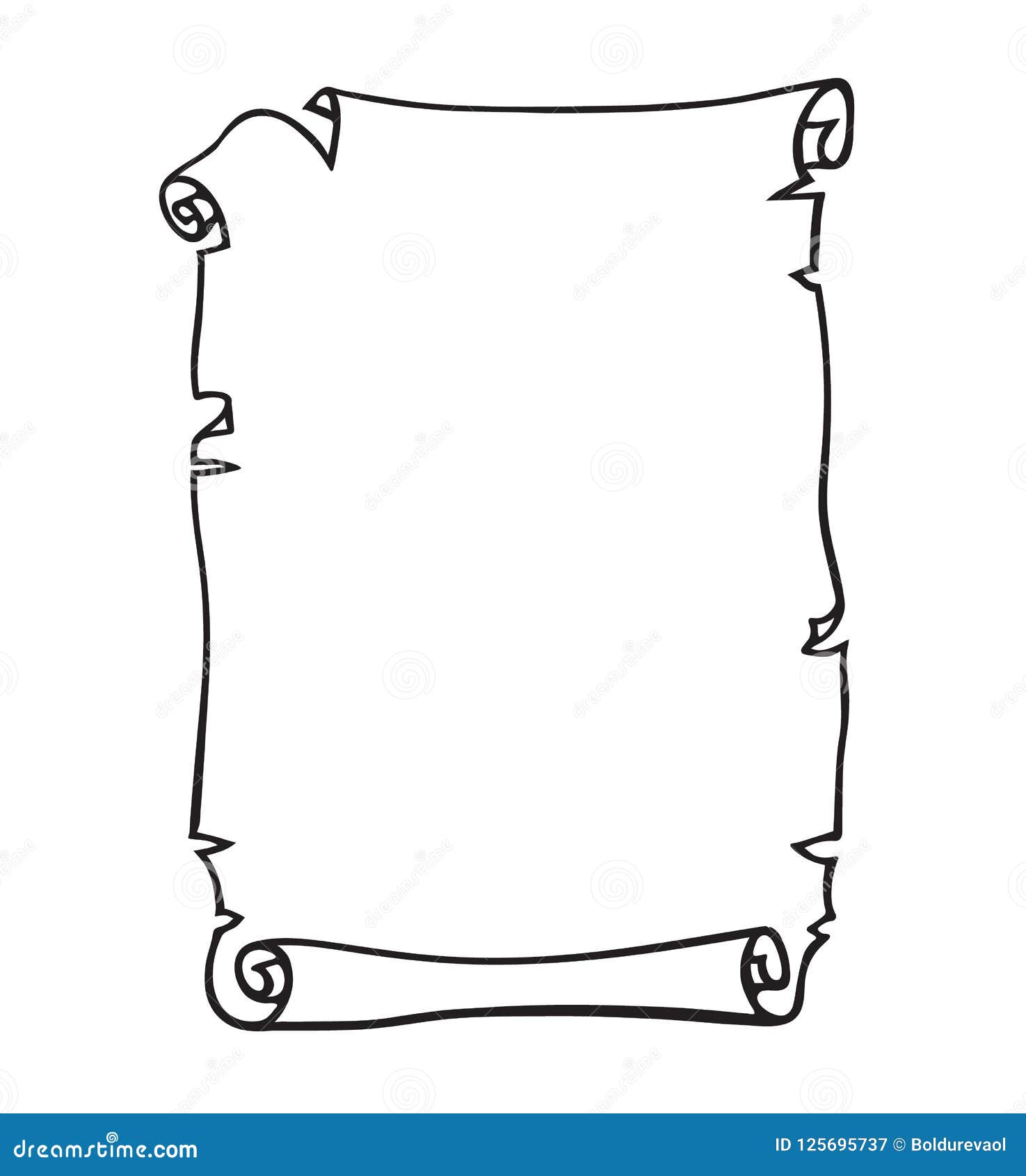 Perkament, Oude Document Rol Plaats Voor Tekst Zwart-witte Hand ...