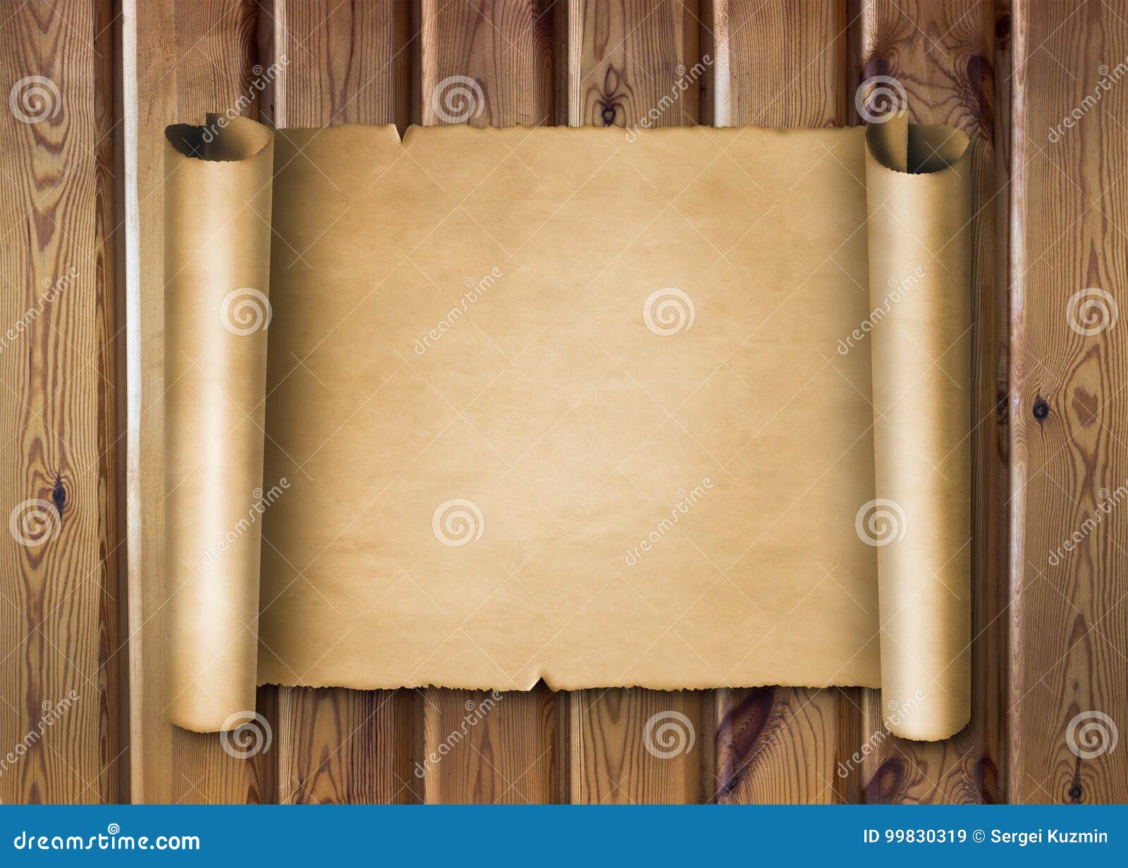 Perkamentrol Op Houten Achtergrond Stock Illustratie - Illustration of ...