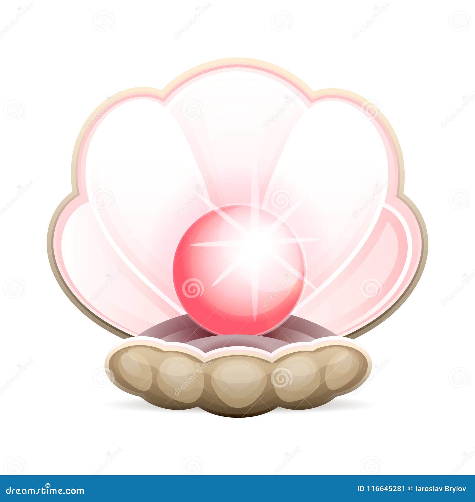 Perla a Mano Ostra En El Suelo Marino Ilustración del Vector ...