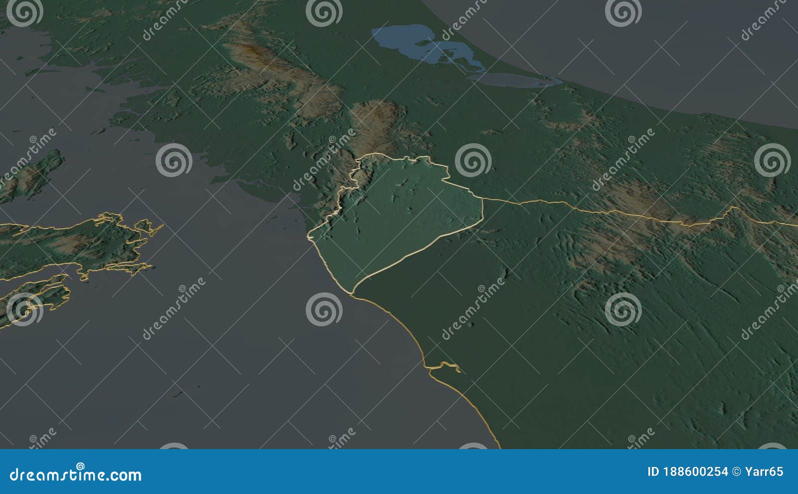 Perlis, Malaysia - Outlined. Relief Stock Illustration - Illustration ...