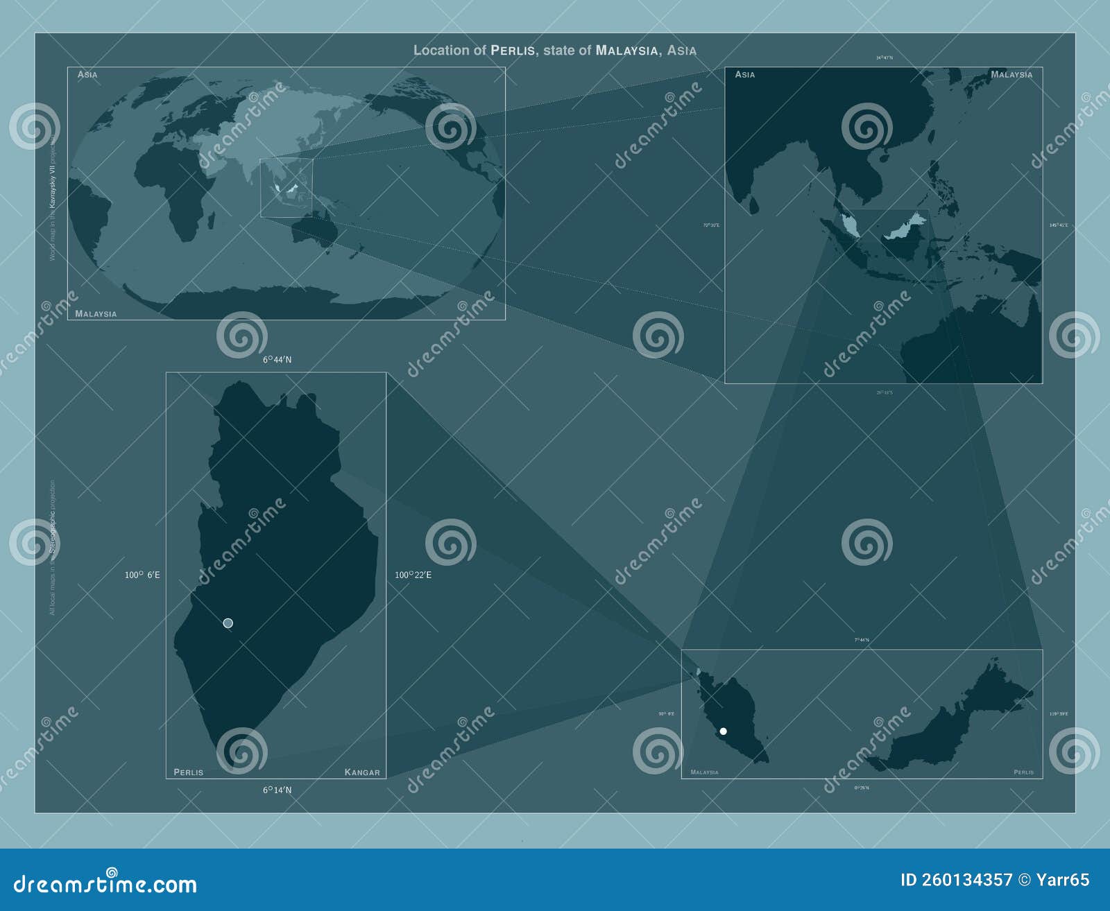 Perlis, Malaysia. Described Location Diagram Stock Illustration ...