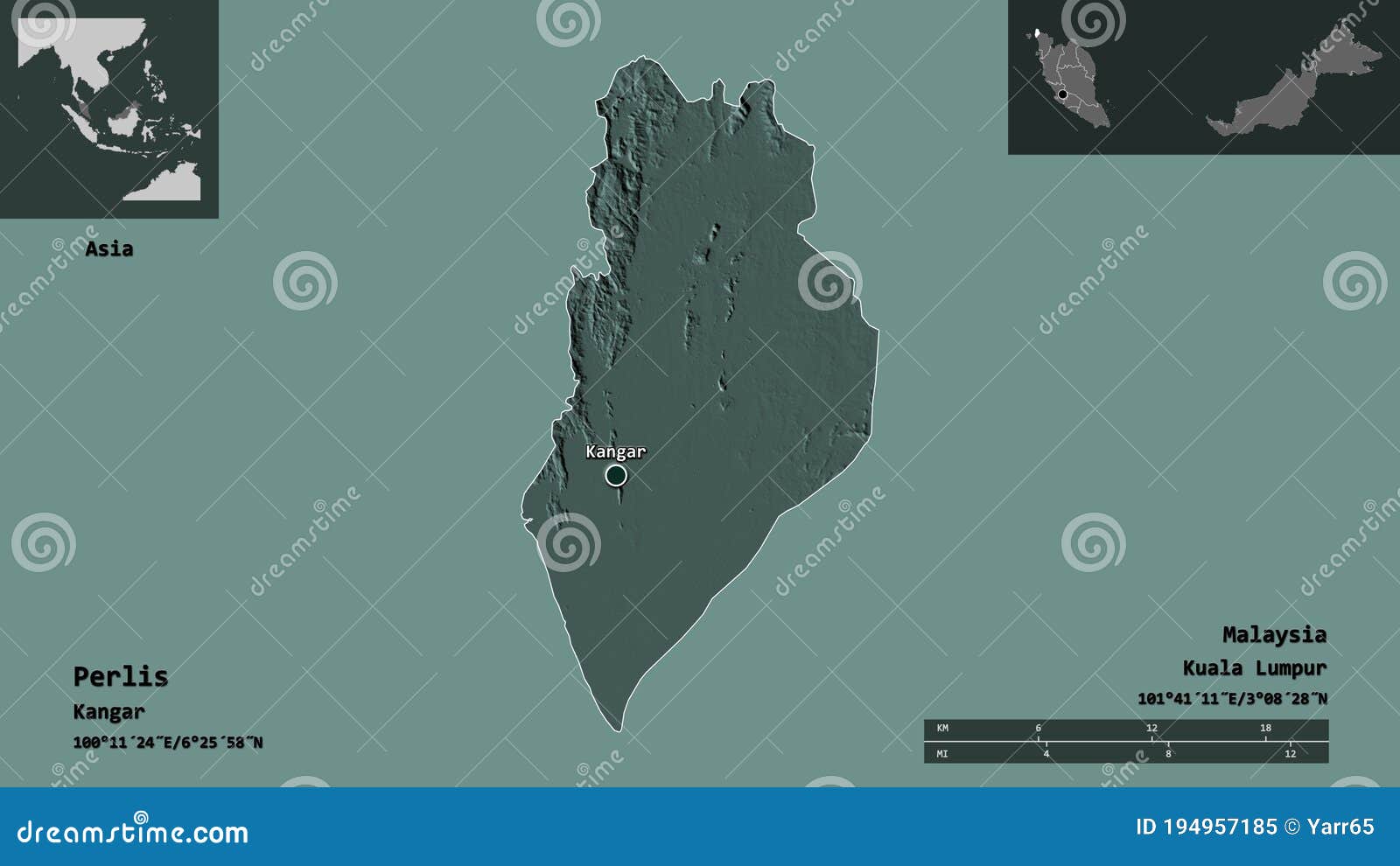 Perlis, State of Malaysia,. Previews. Administrative Stock Illustration ...