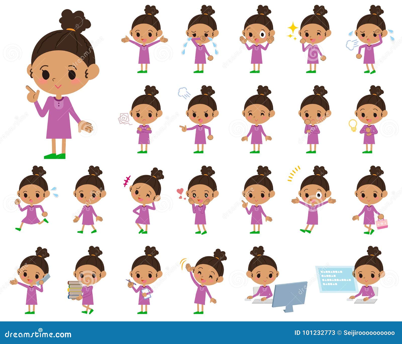 Perm hair girl_1 stock vector. Illustration of elementary - 101232773