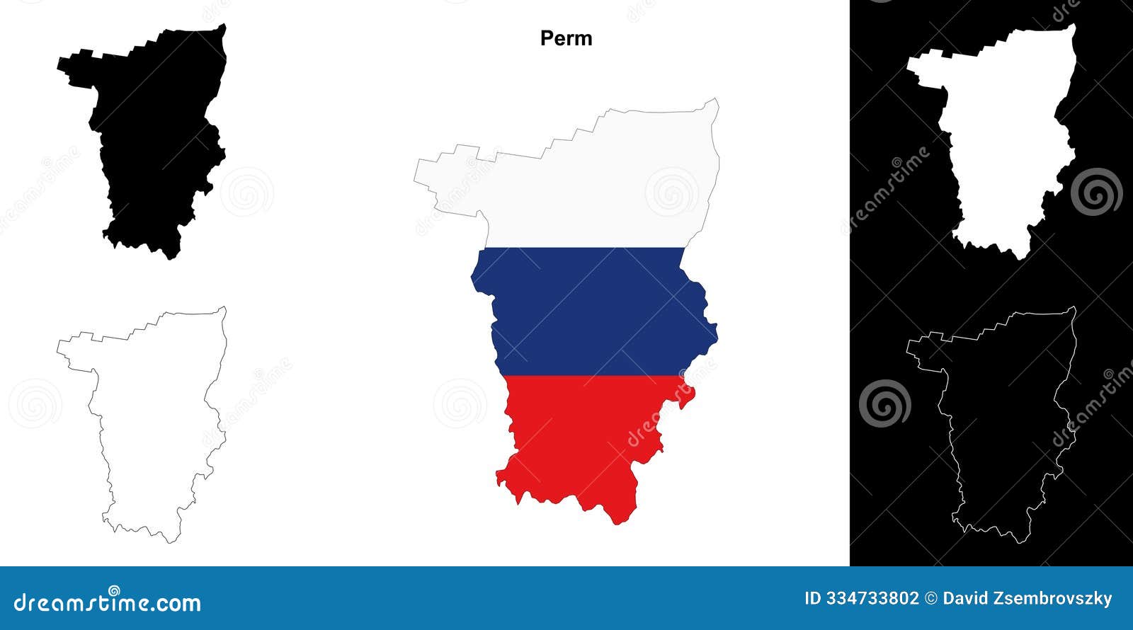 Outline Perm Russia City Skyline With Blue Buildings. Perm Cityscape ...