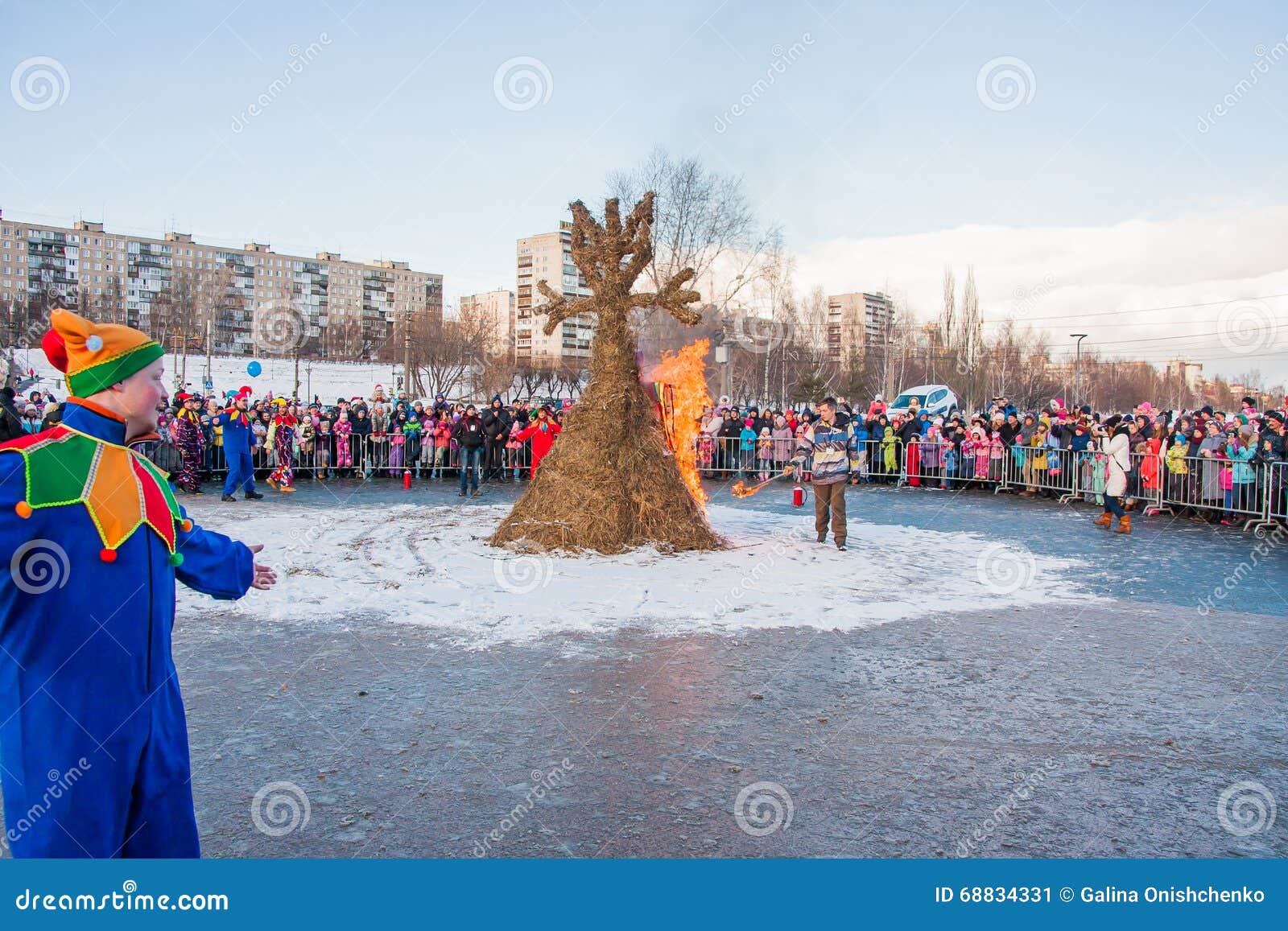 PERM, RUSSIA - March 13, 2016: Burning Effigies of Carnival Editorial ...