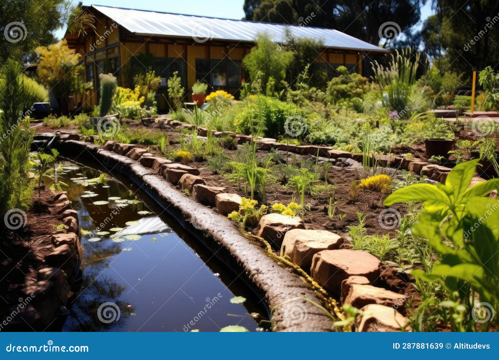 Permaculture Swale System for Water Conservation Stock Illustration ...