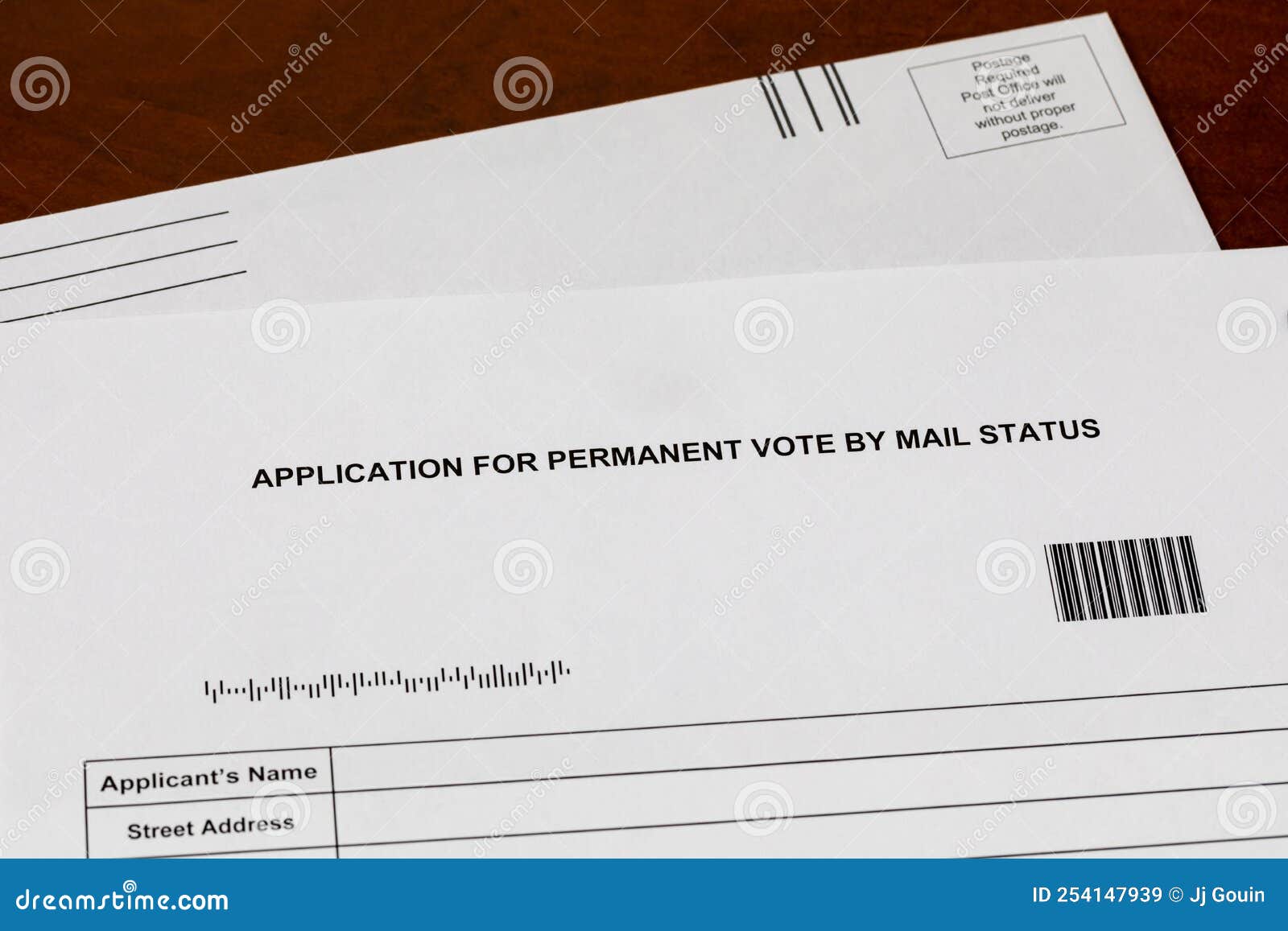 Permanent Absentee Vote by Mail Application Form. Stock Image - Image ...