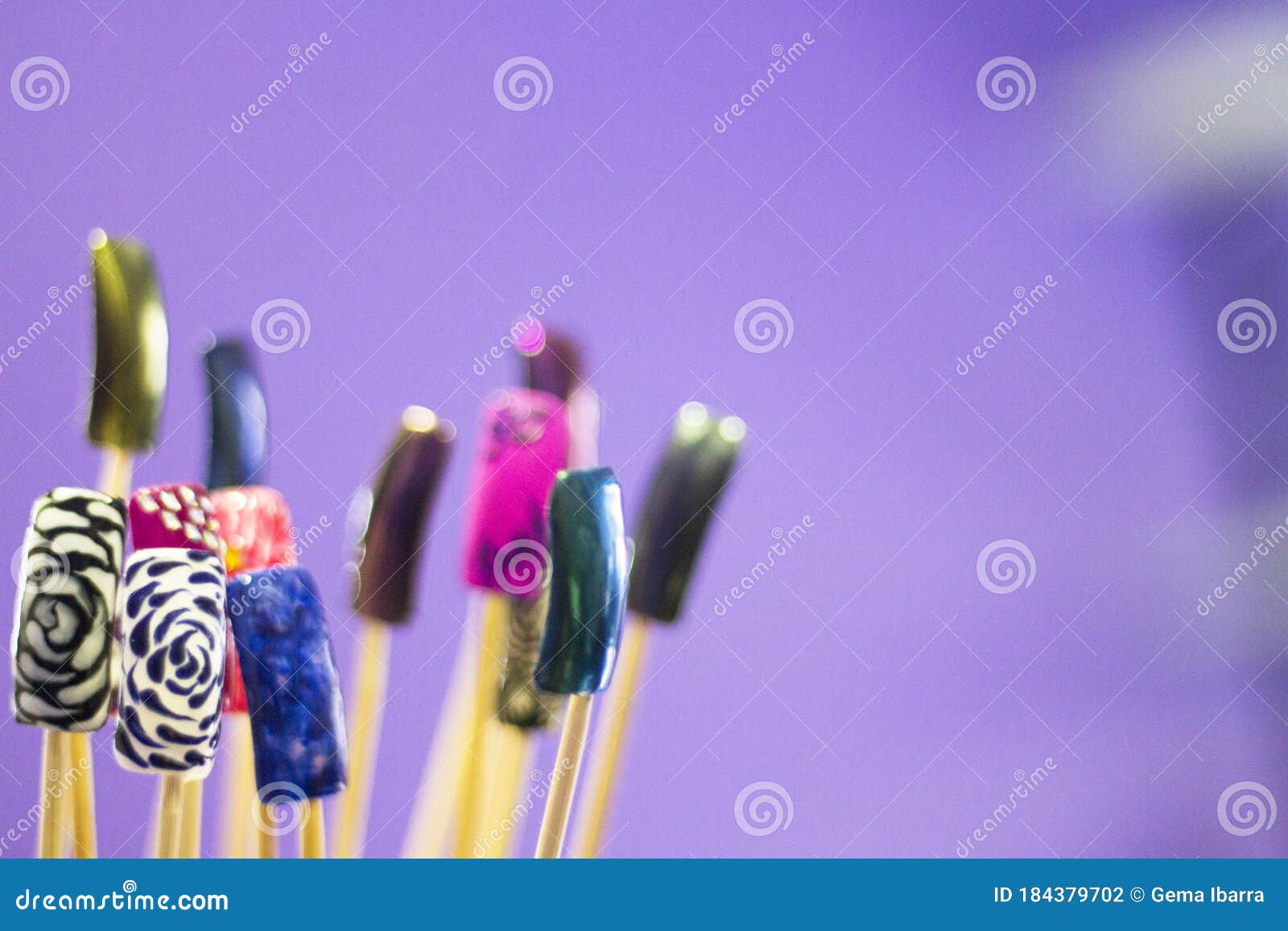 Permanent Acrylic Nail Sample. Different Designs Stock Photo - Image of ...