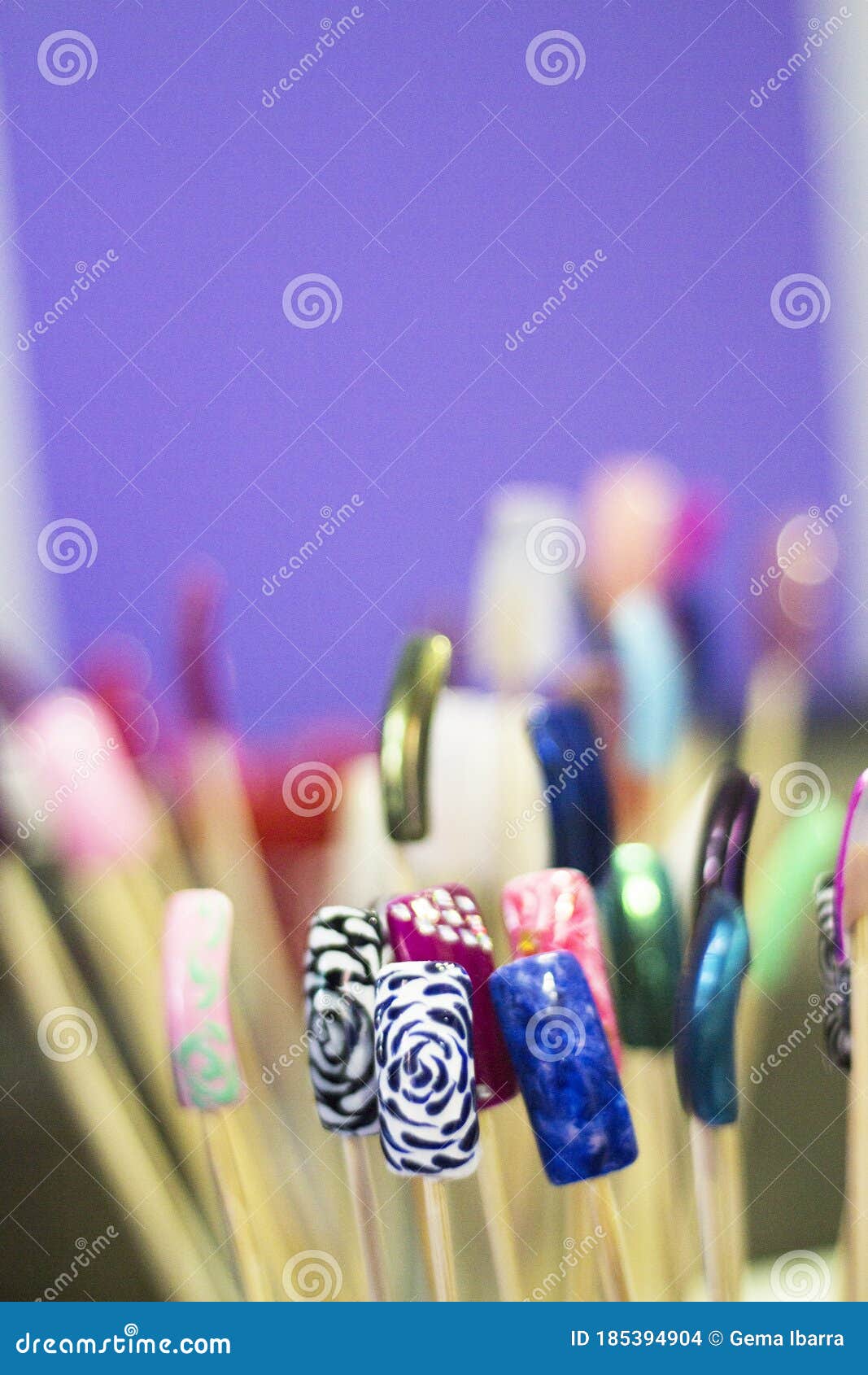 Permanent Acrylic Nail Sample. Different Designs Stock Photo - Image of ...