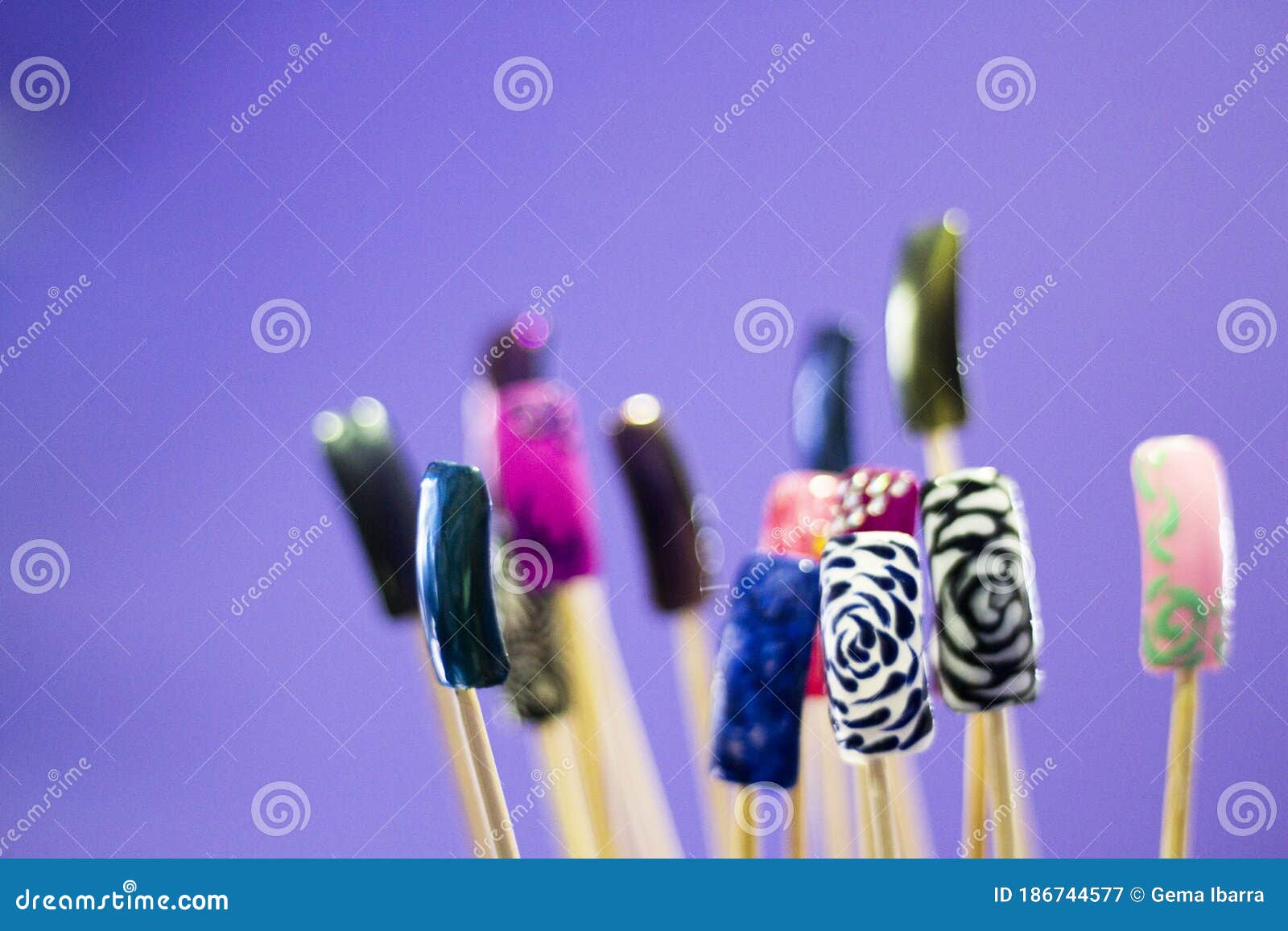 Permanent Acrylic Nail Sample. Different Designs Royalty-Free Stock ...