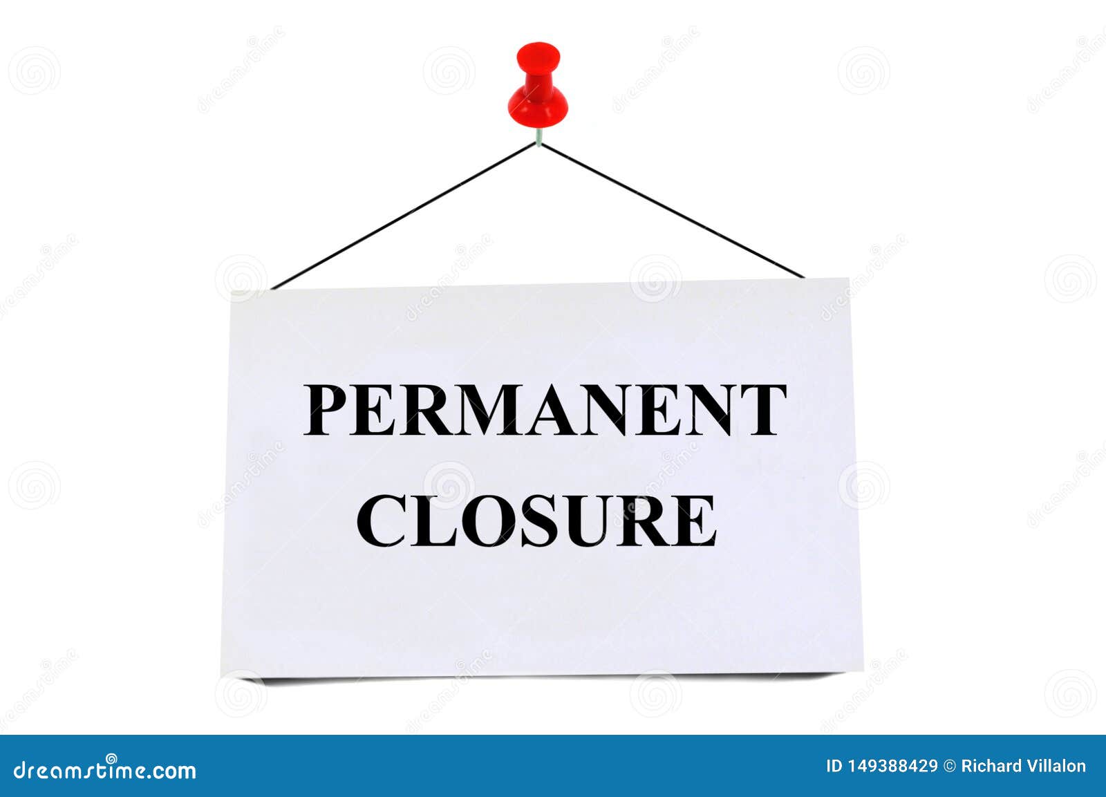 Permanent Closure Written on a Map Pinned on White Background Stock ...