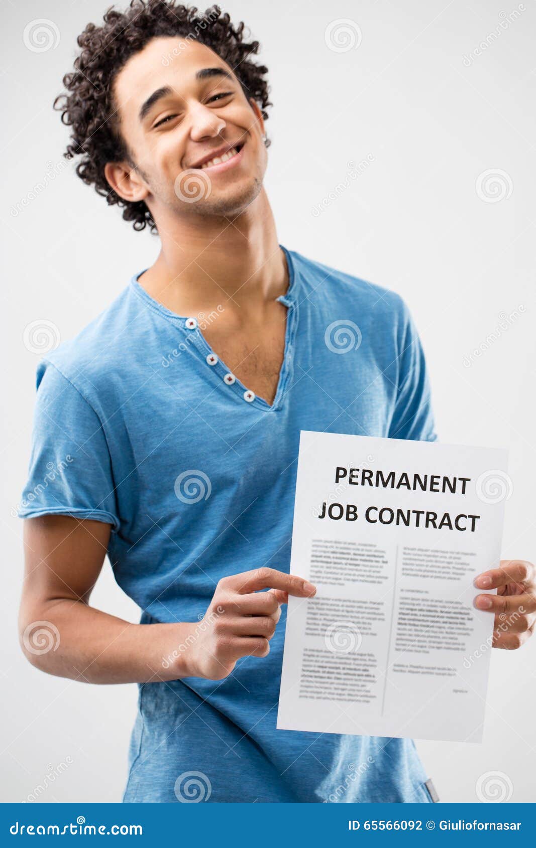 Permanent Job Contract Shown by a Young Man Stock Photo - Image of ...