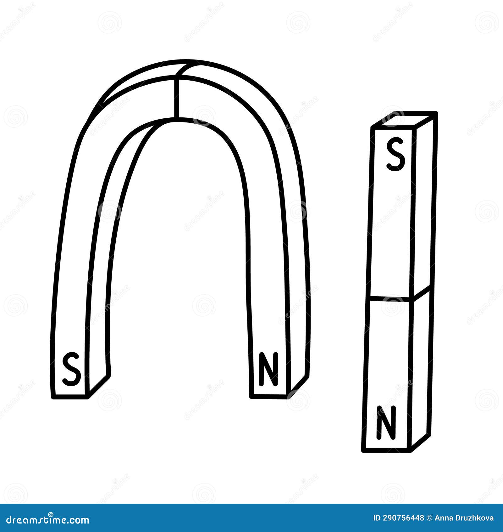 Permanent Magnets Hand Drawn Doodle Vector Illustration Black Outline ...