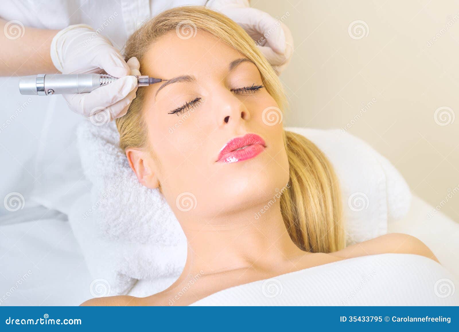 Permanent Make-up on Eyebrows Stock Image - Image of hand, instrument ...