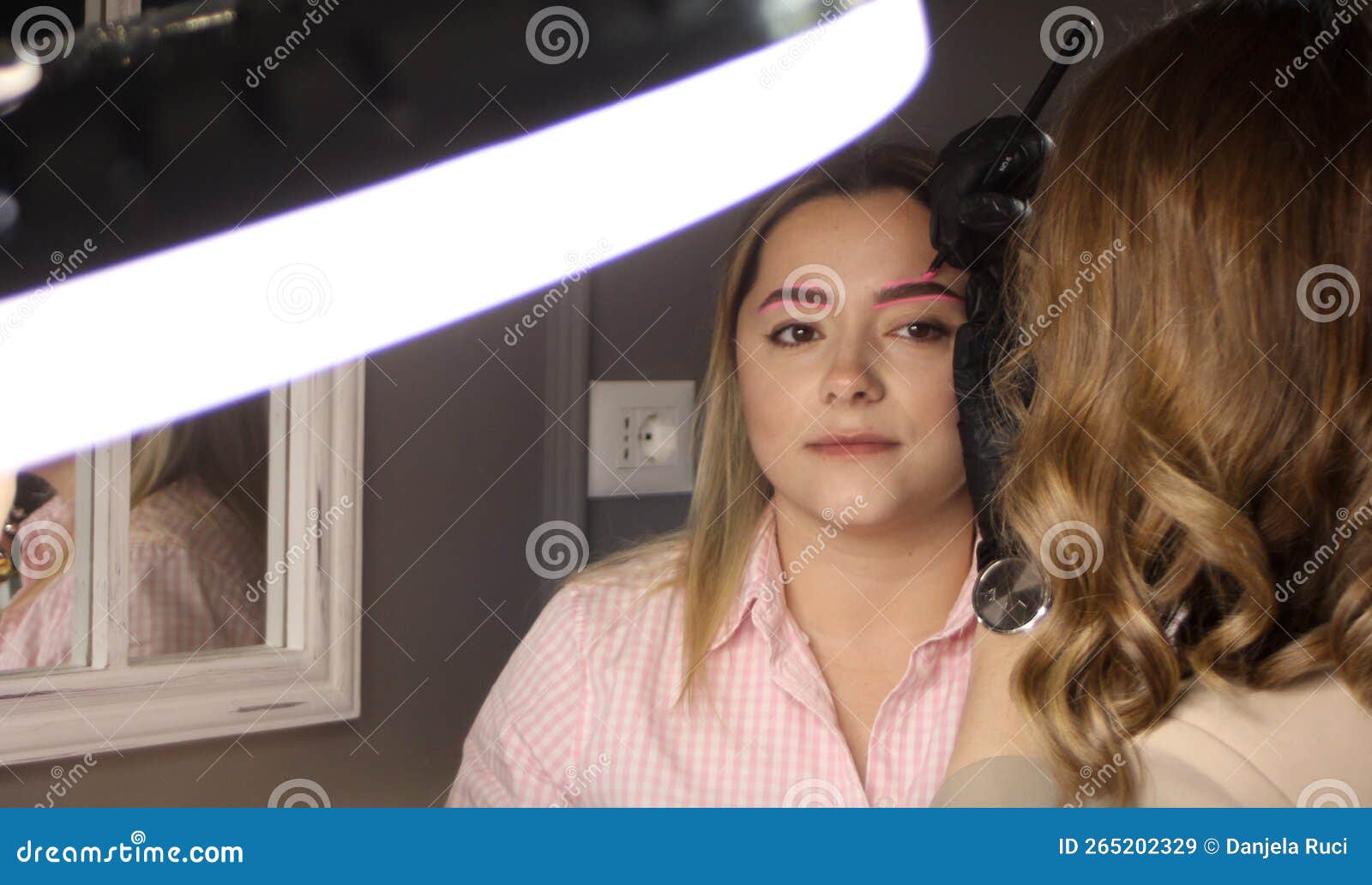 Permanent Makeup Artist Contouring the Eyebrows for Microblading Stock ...