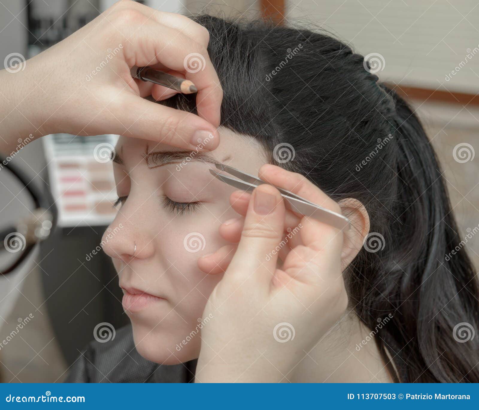 Permanent Makeup. Permanent Tattooing of Eyebrows Stock Image - Image ...