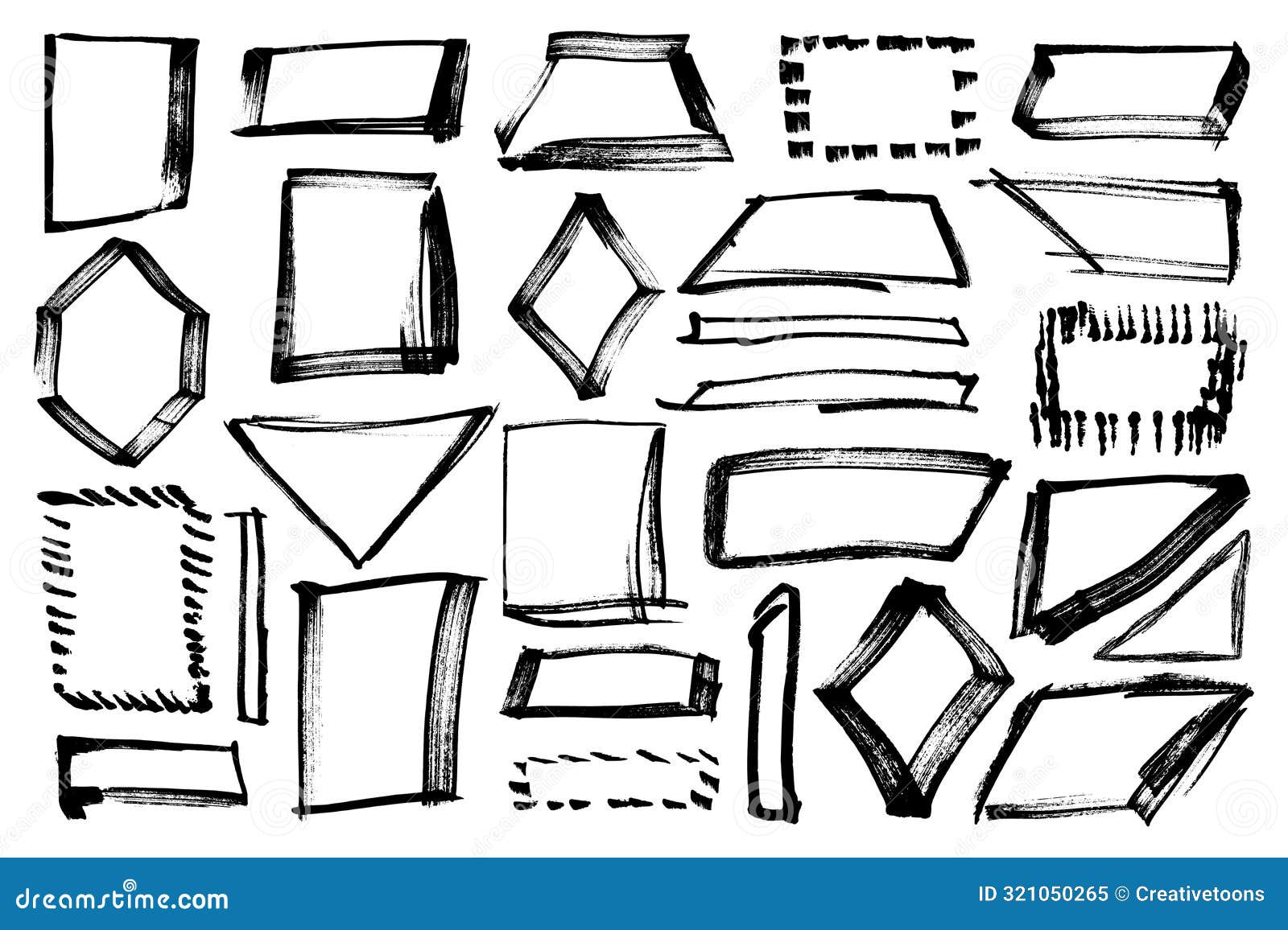 Permanent Marker Empty Boxes for Highlight. Grunge Black Marker Square ...