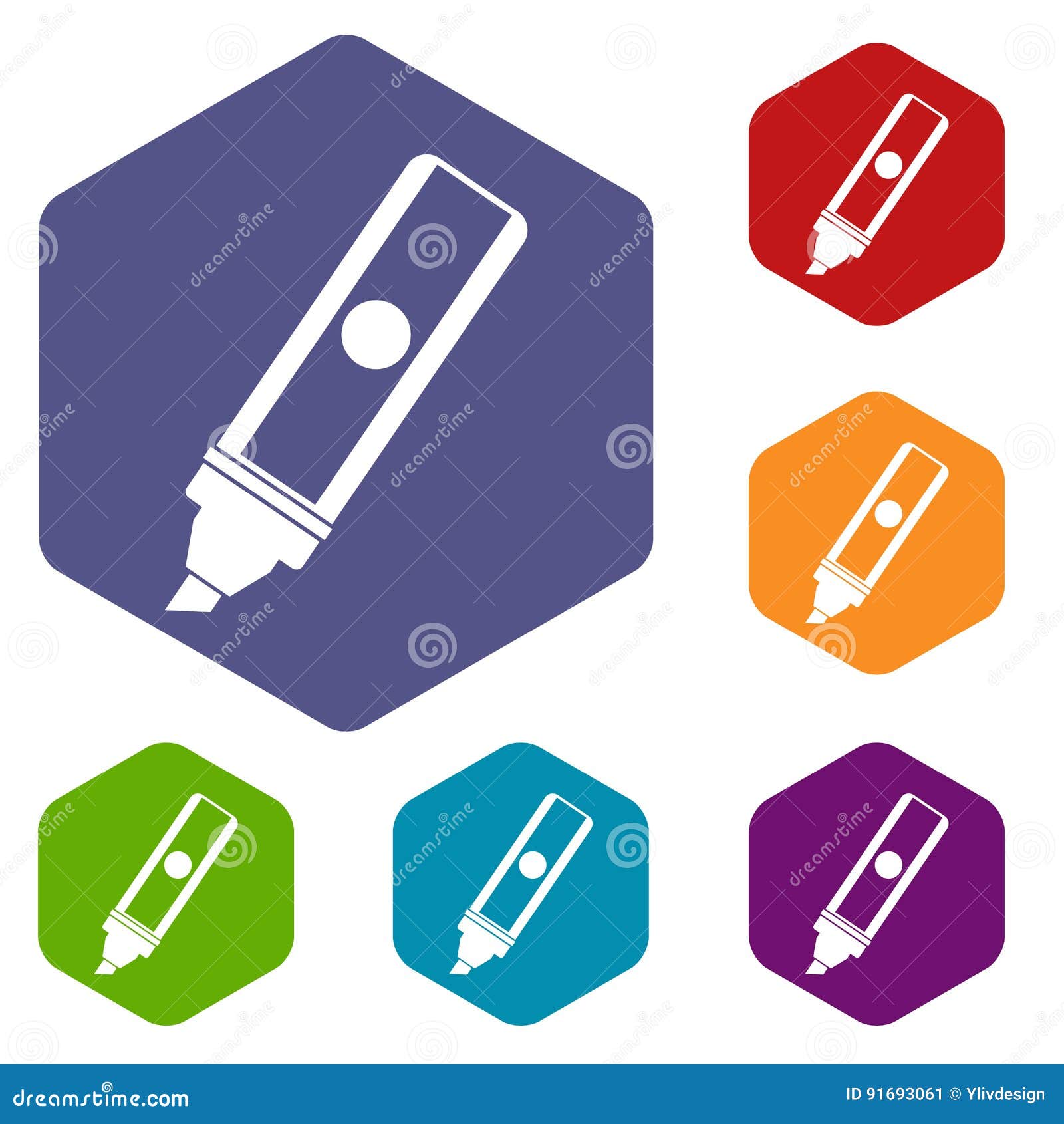 Permanent Marker Icons Set Hexagon Stock Vector - Illustration of logo ...
