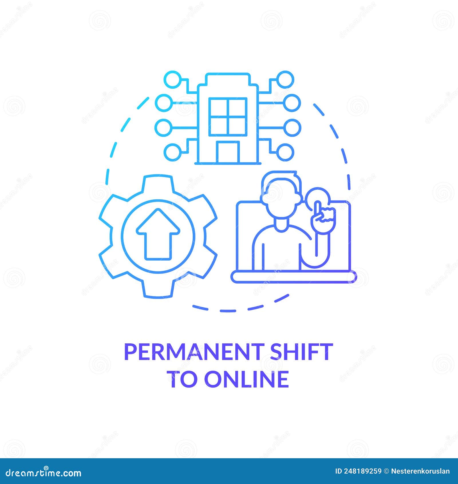 Permanent Shift To Online Blue Gradient Concept Icon Stock Vector ...