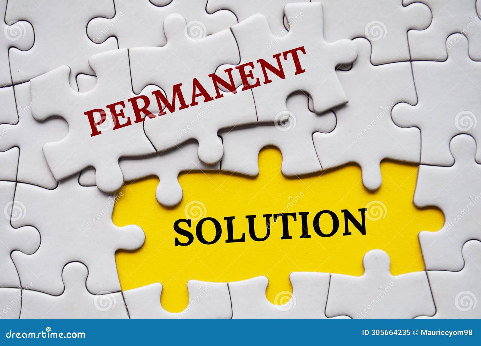 Permanent Solution Text on Missing Jigsaw Puzzle. Strategic Problem ...